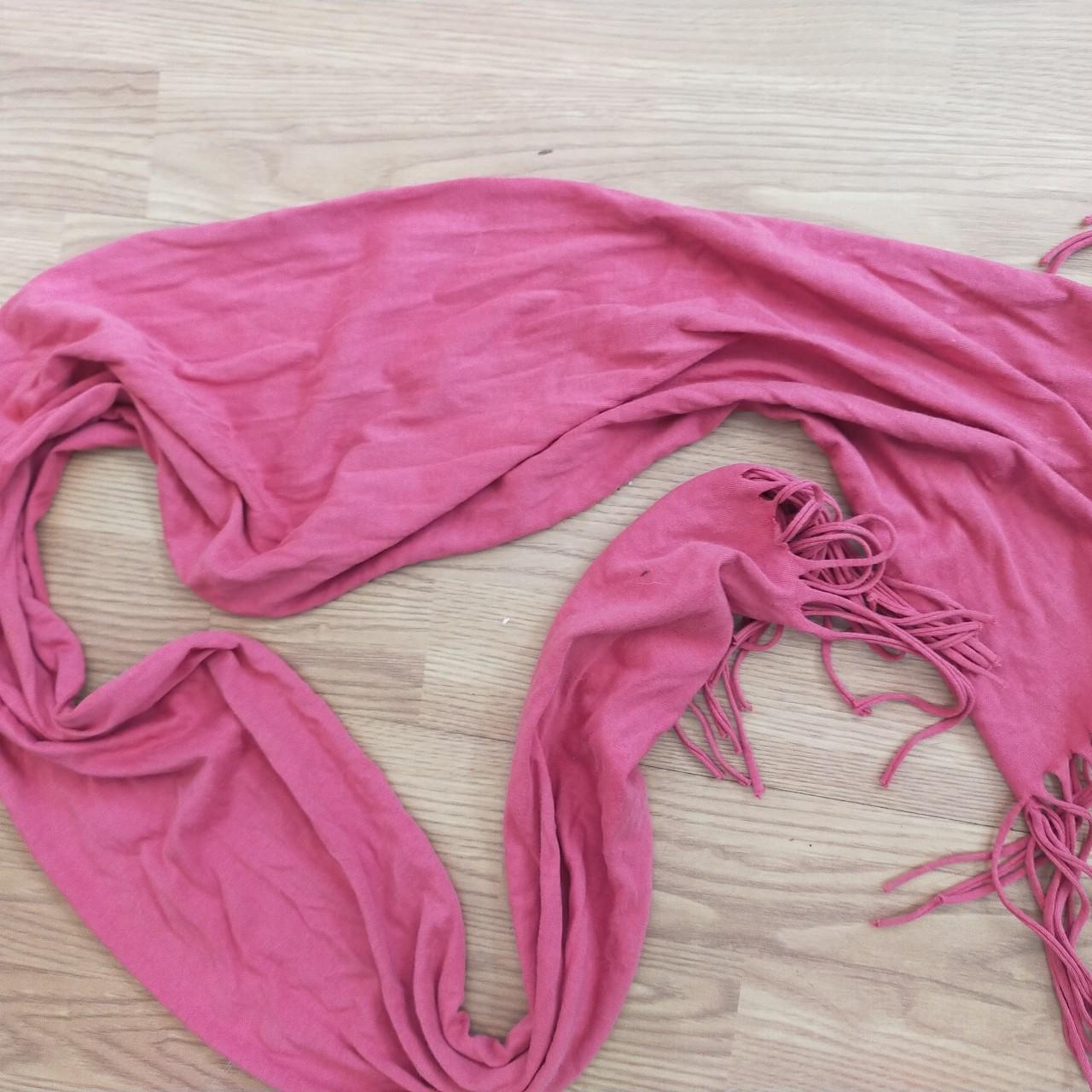 One lightweight stripey short scarf , dusty pink... - Depop
