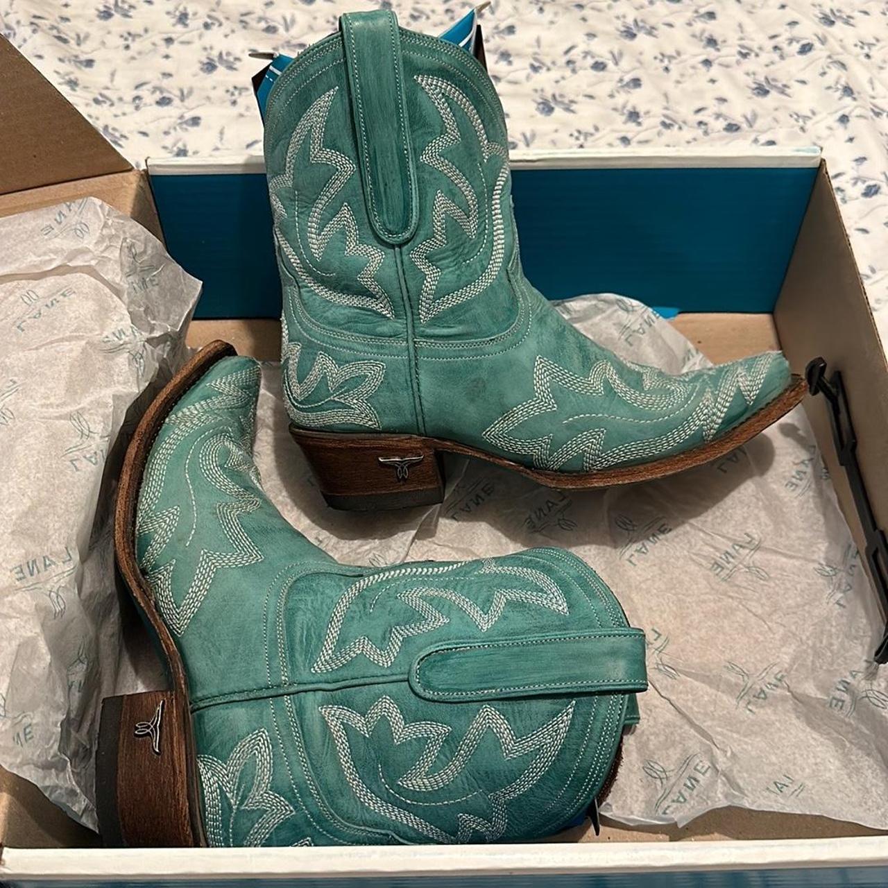 Lane Boot - Turquoise Bootie - 6.5 - Cowboy Boot - Depop