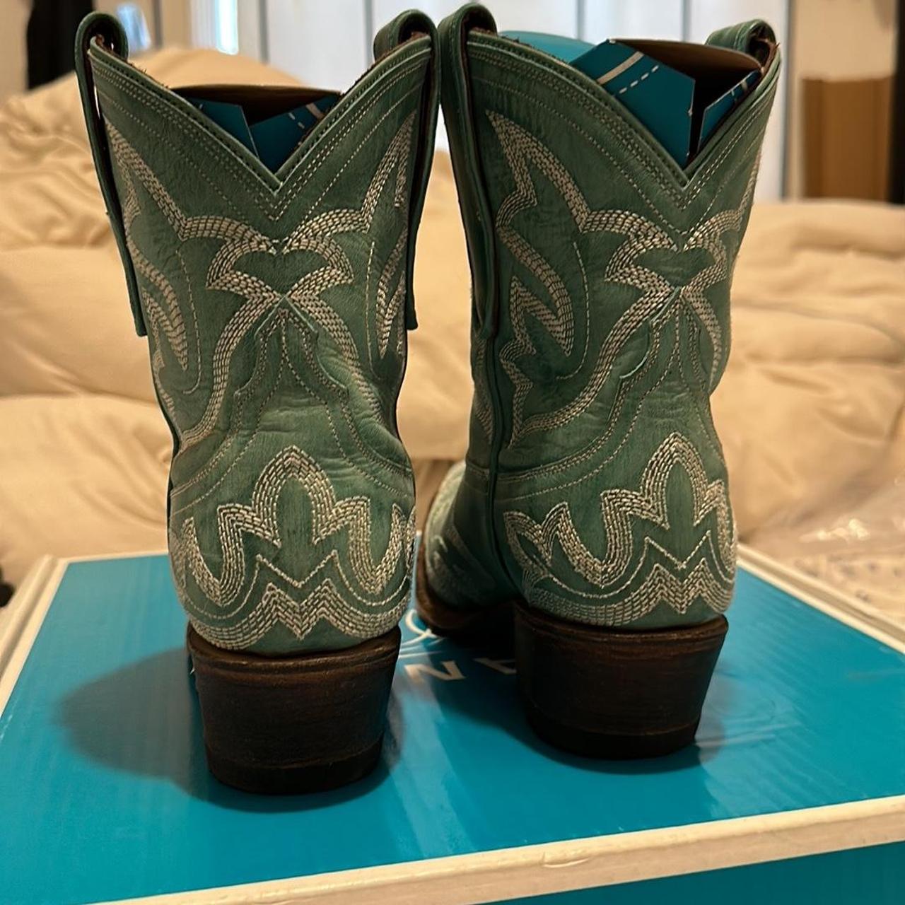 Lane Boot - Turquoise Bootie - 6.5 - Cowboy Boot - Depop