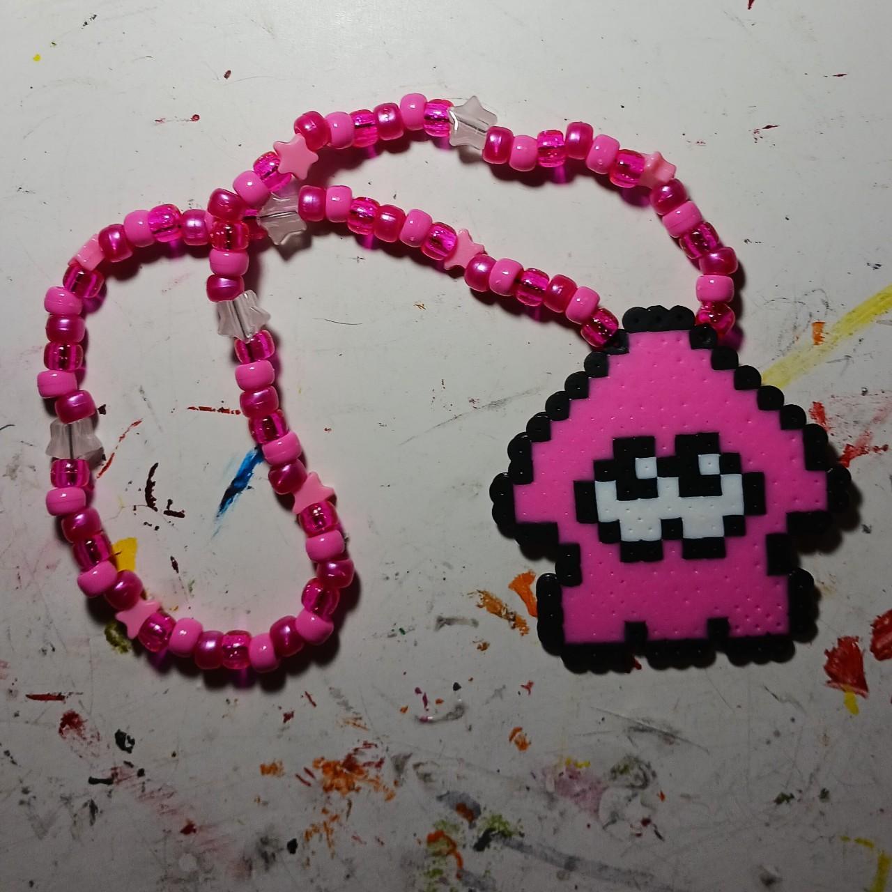 Splatoon pink inkling perler Kandi necklace 20... | Depop