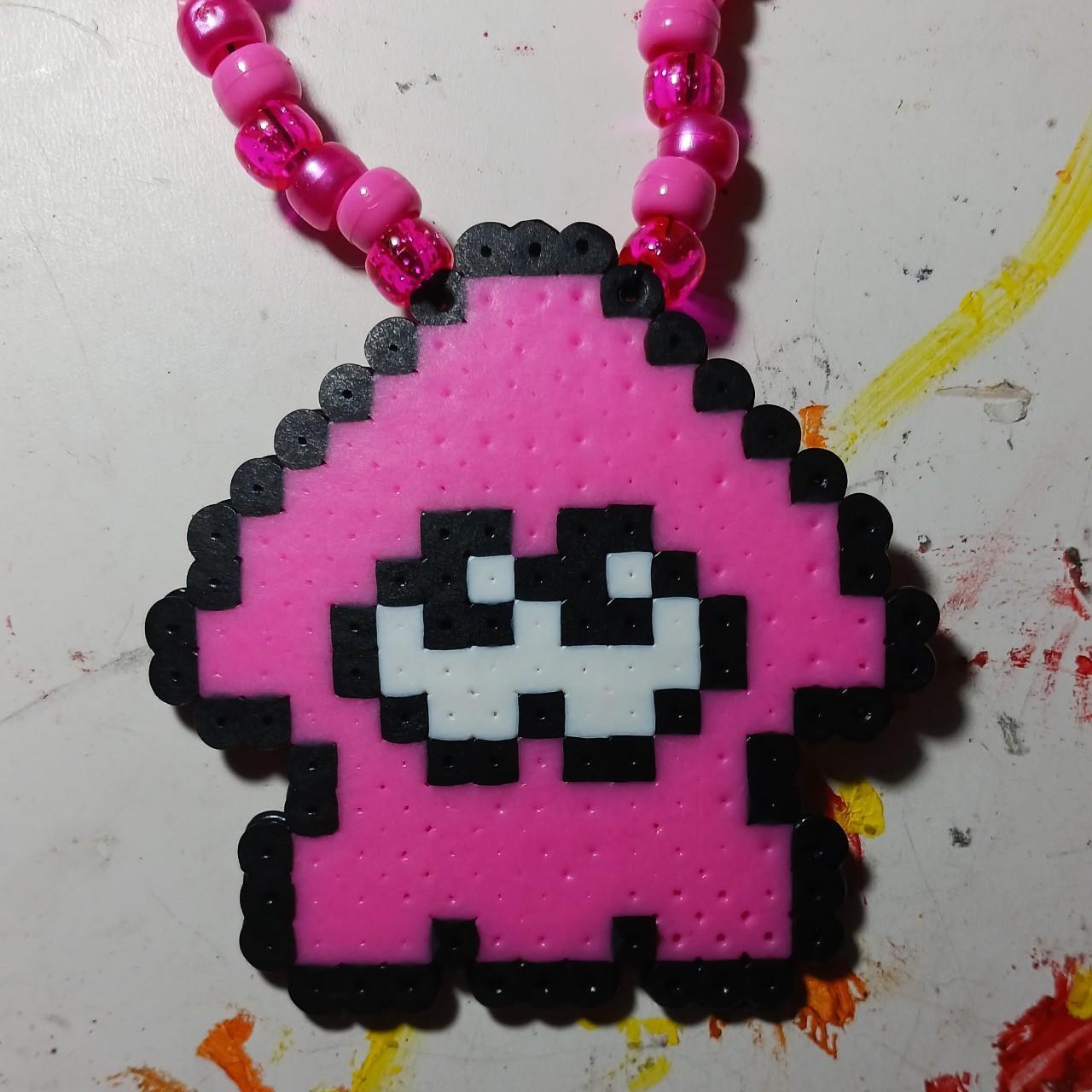 Splatoon pink inkling perler Kandi necklace 20... | Depop