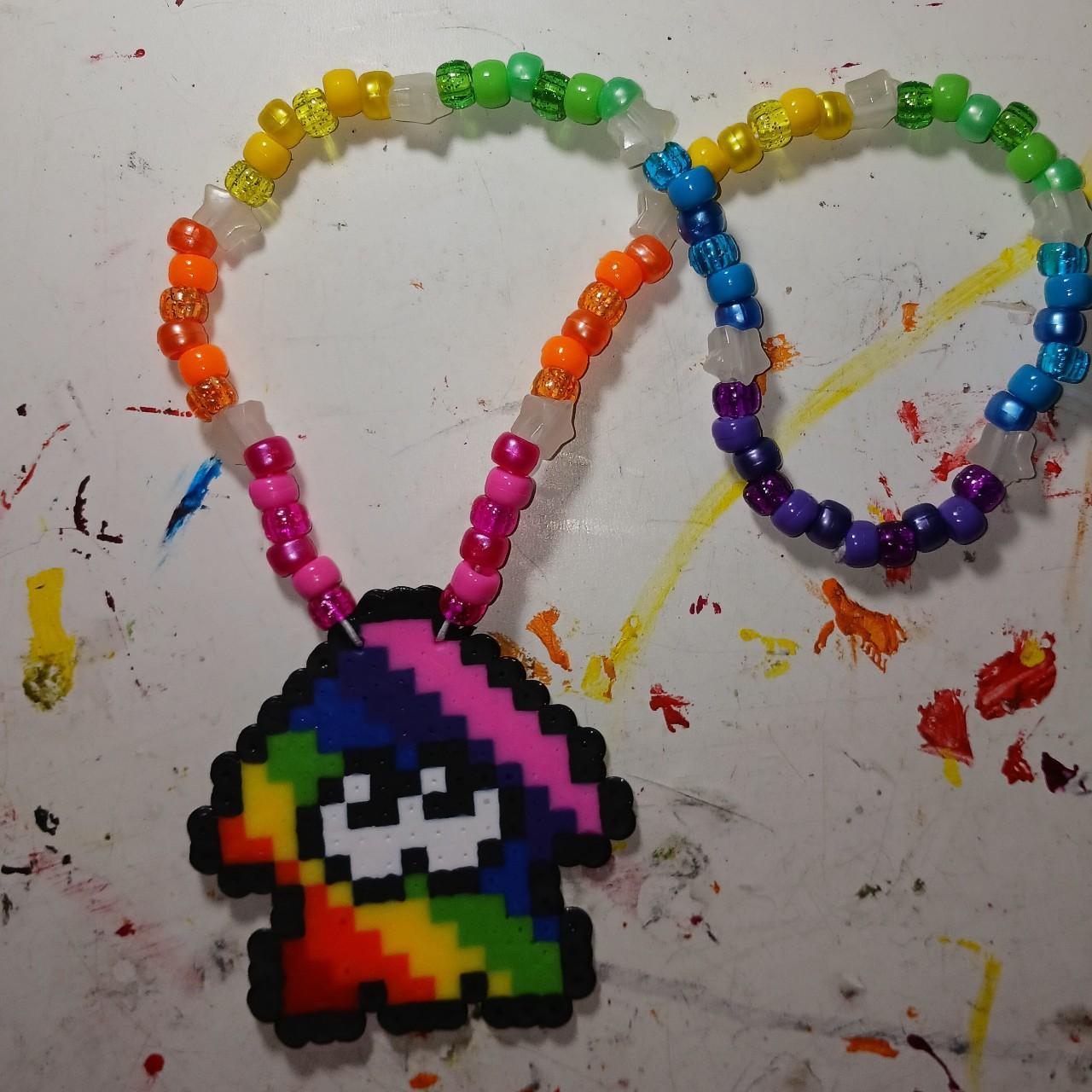 Splatoon rainbow inkling perler Kandi necklace 20... - Depop