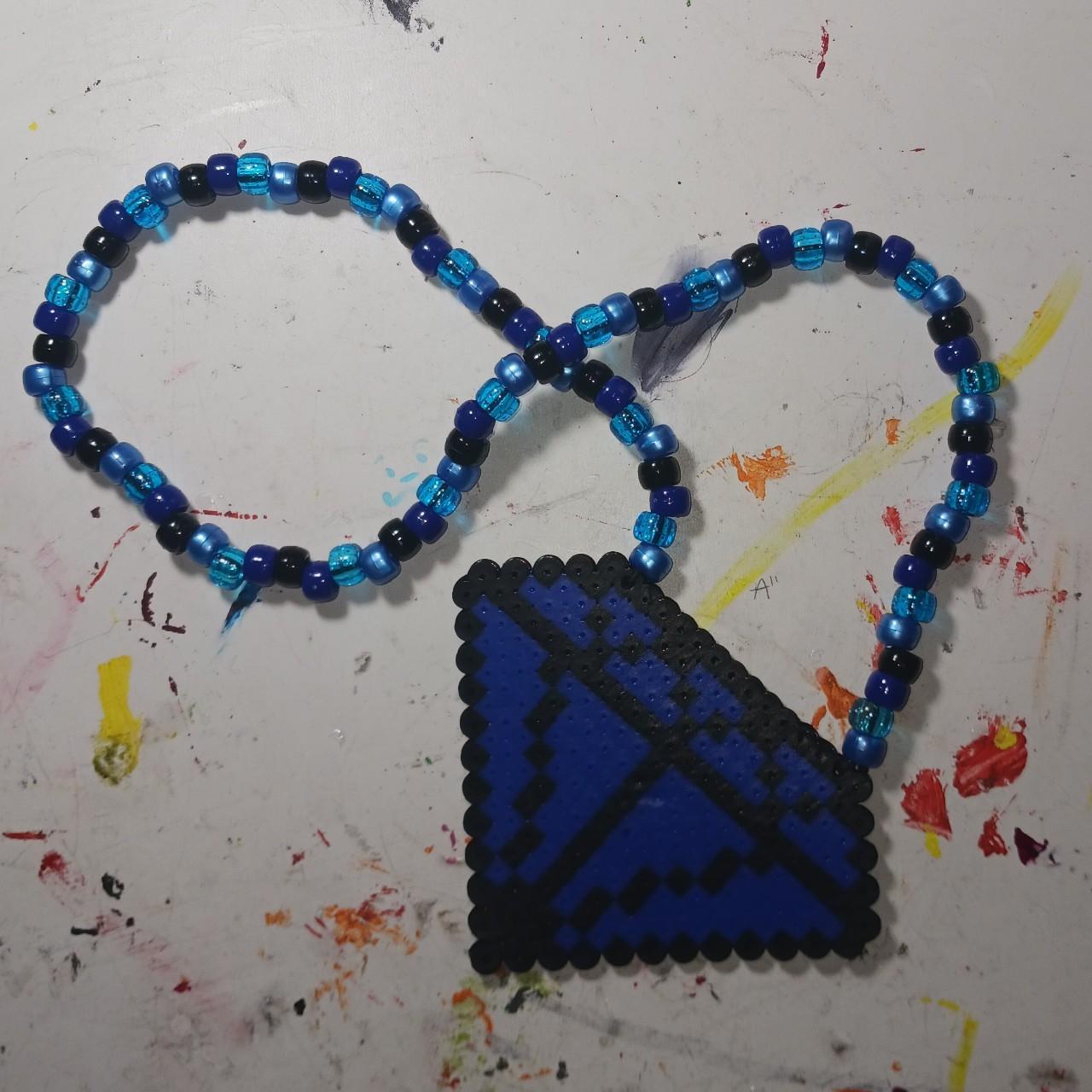 Blue scene diamond Kandi necklace 22 inches... | Depop