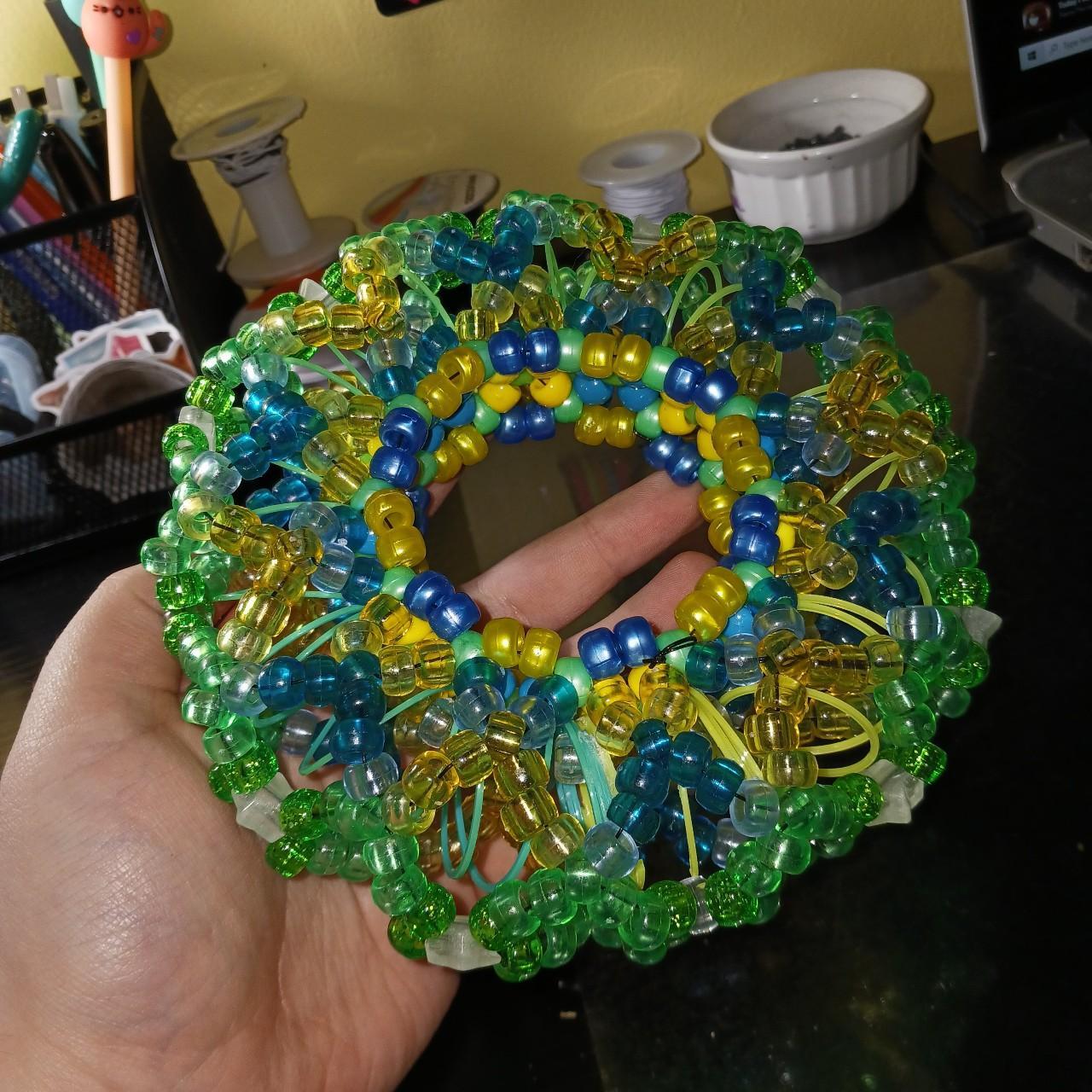 Green blue and yellow small slinky kandi cuff 12... - Depop