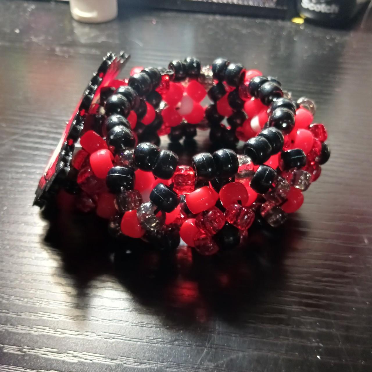 Black and red vampire bite perler Kandi cuff 7... - Depop