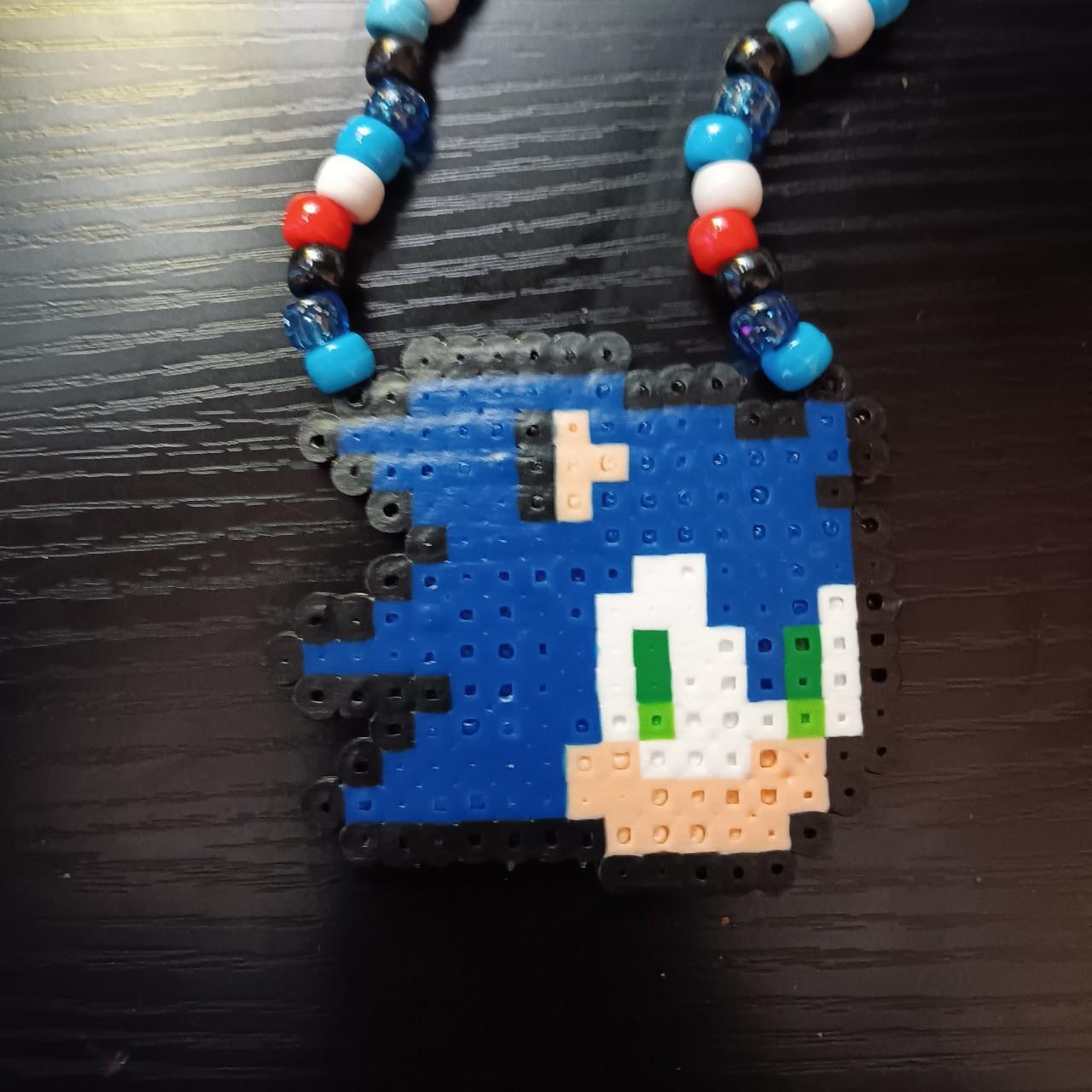 Sonic the hedgehog perler Kandi necklace 21 inches... | Depop
