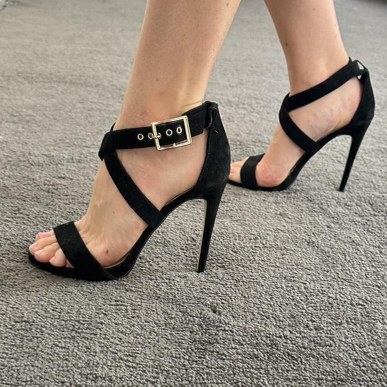 ‘Siren’ stiletto heels, size 7, leather straps with... - Depop