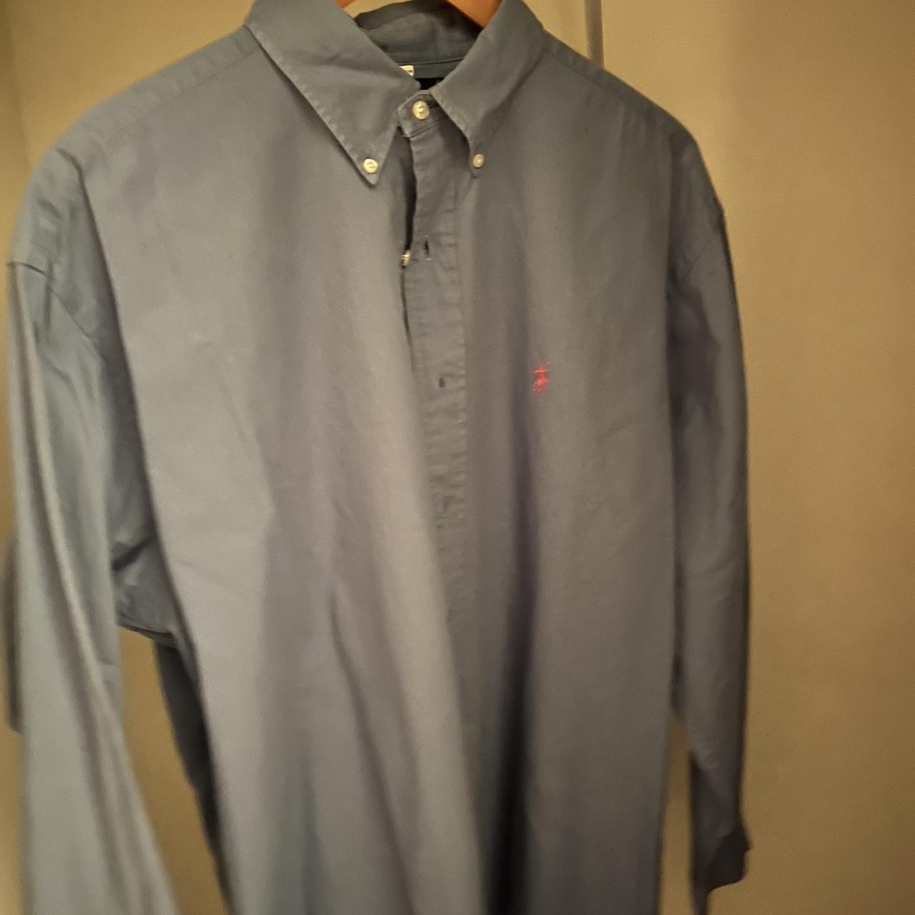 Light blue polo button down 22 inc sleeves 26 inch... - Depop