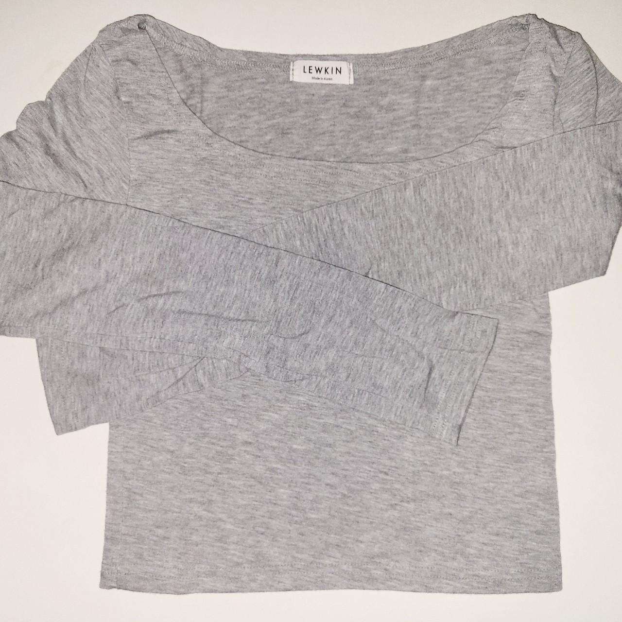 Grey Scoop Neck Top Cute light grey long-sleeve... - Depop