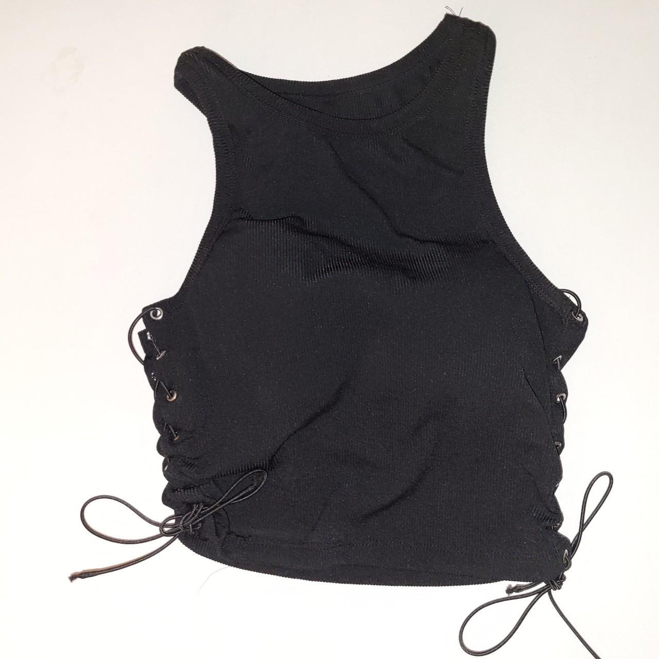 Black Padded Lace Up Tank Top Secure Pad On The Depop