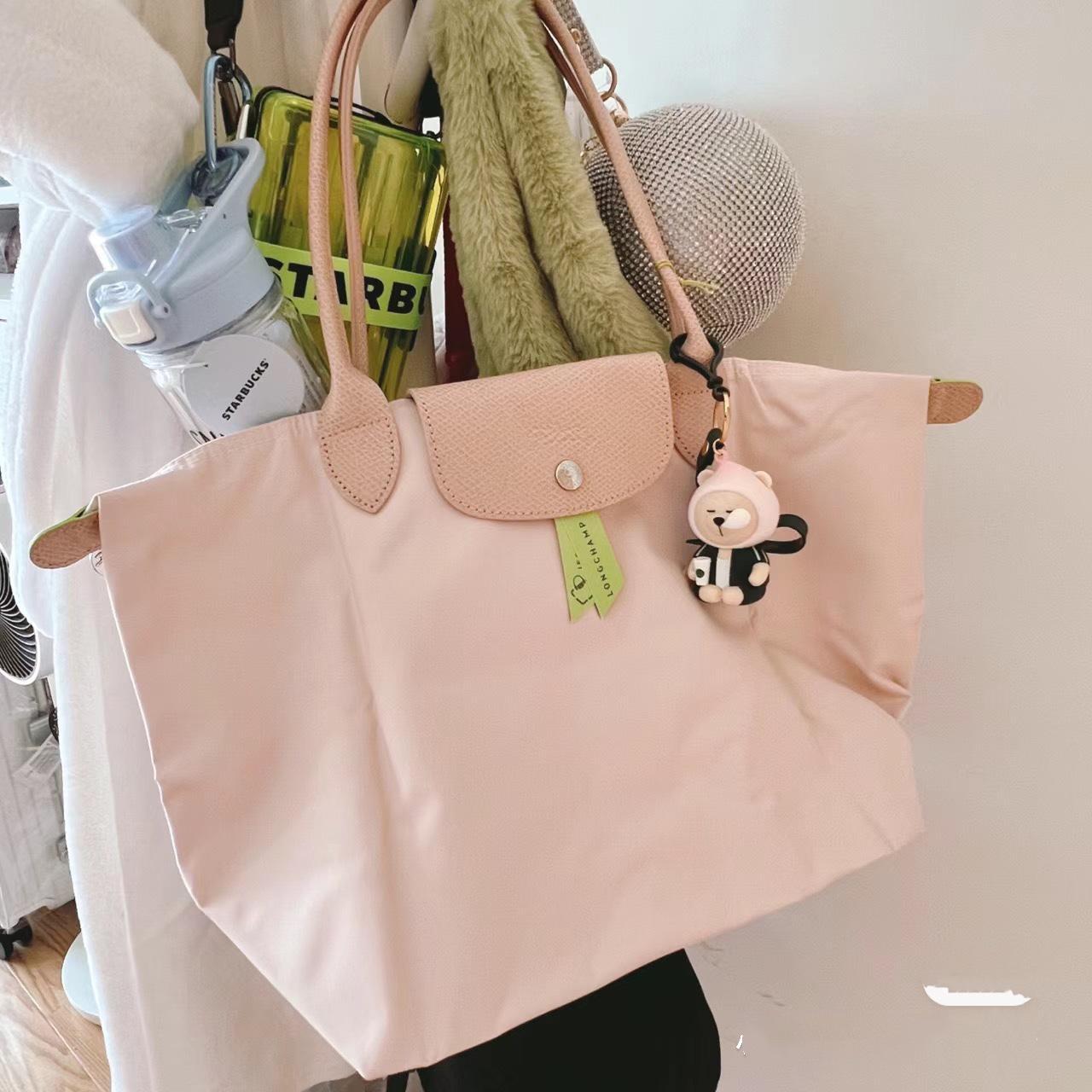 Longchamp Le Pliage large tote bag light pink color - Depop