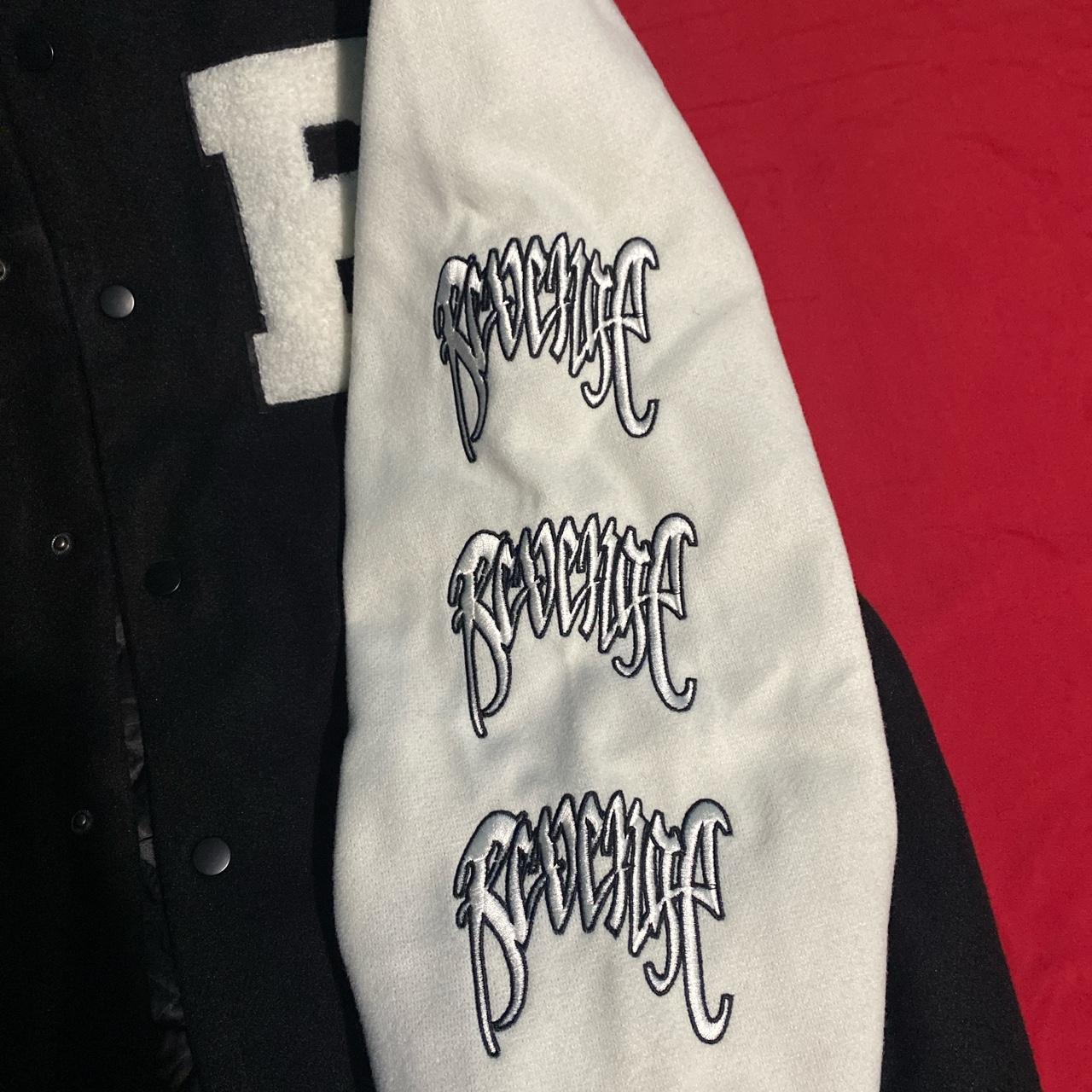 Revenge varsity jacket black and white Size XL - Depop
