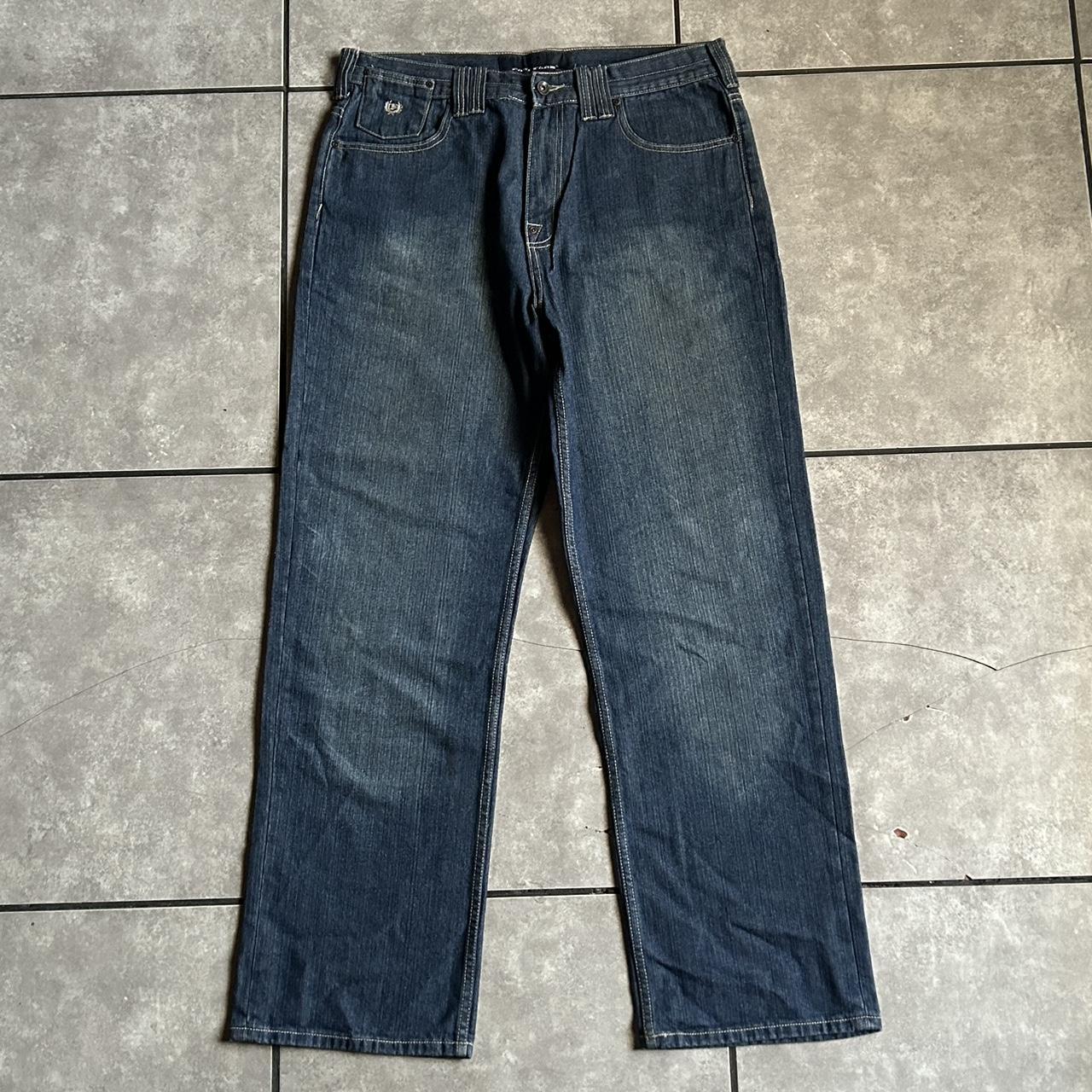 baggy loose fit Phat farm jeans nice embroidered... - Depop