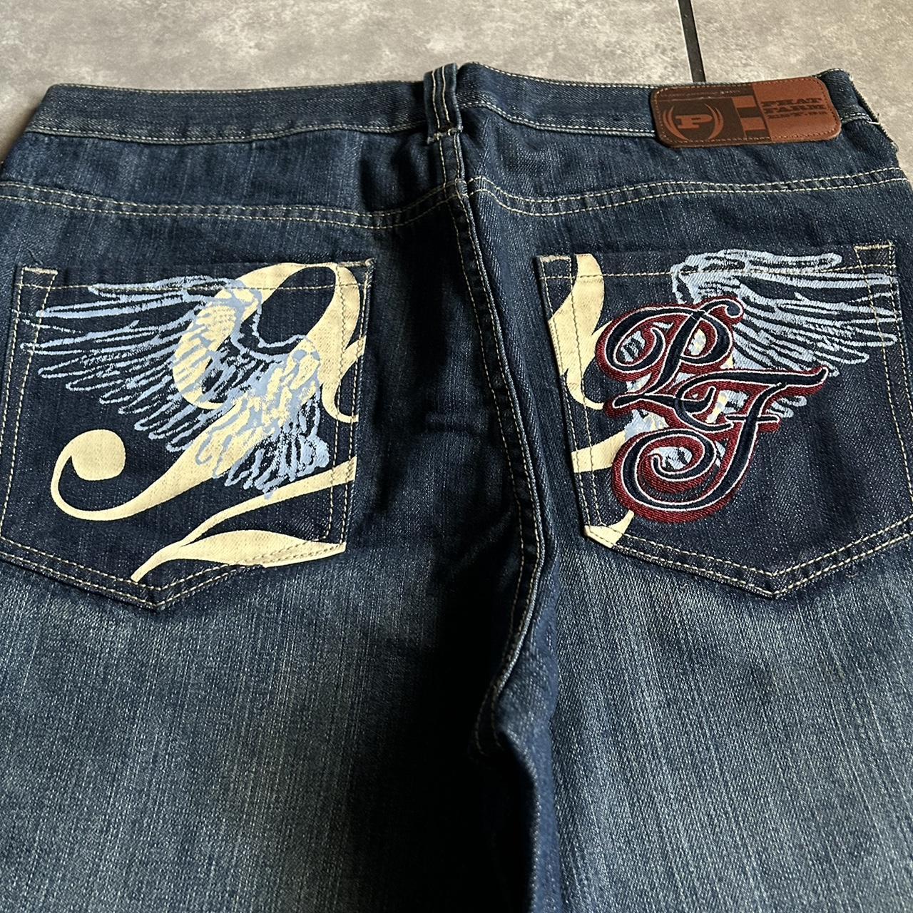 baggy loose fit Phat farm jeans nice embroidered... - Depop