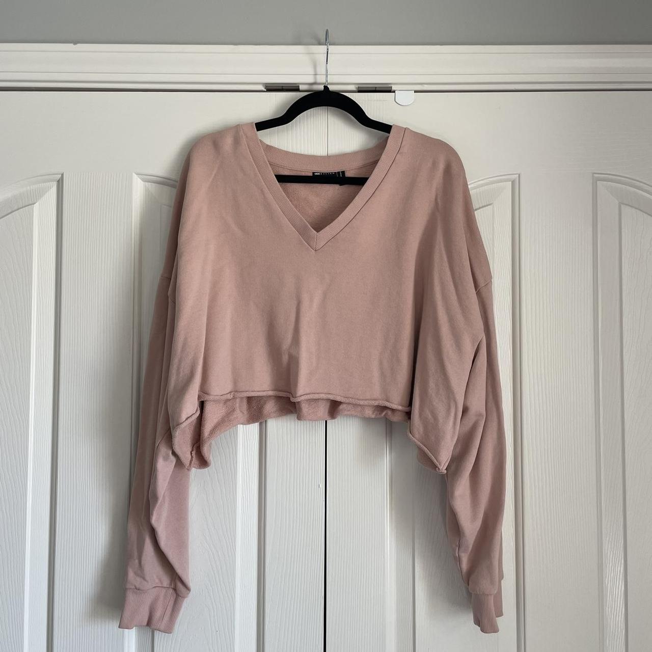 ASOS Design Cropped V Neck Sweatshirt - Depop