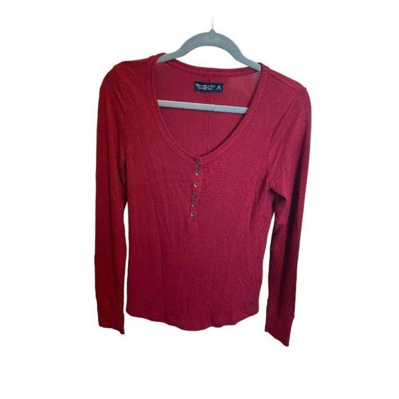 Abercrombie and Fitch top long sleeve size medium red - Depop