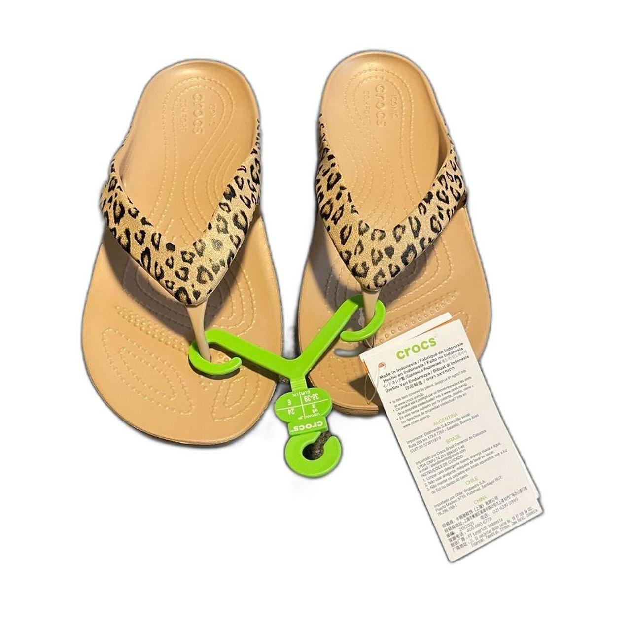 CROCS Women's Kadee II Leopard Flip flop slides size... | Depop