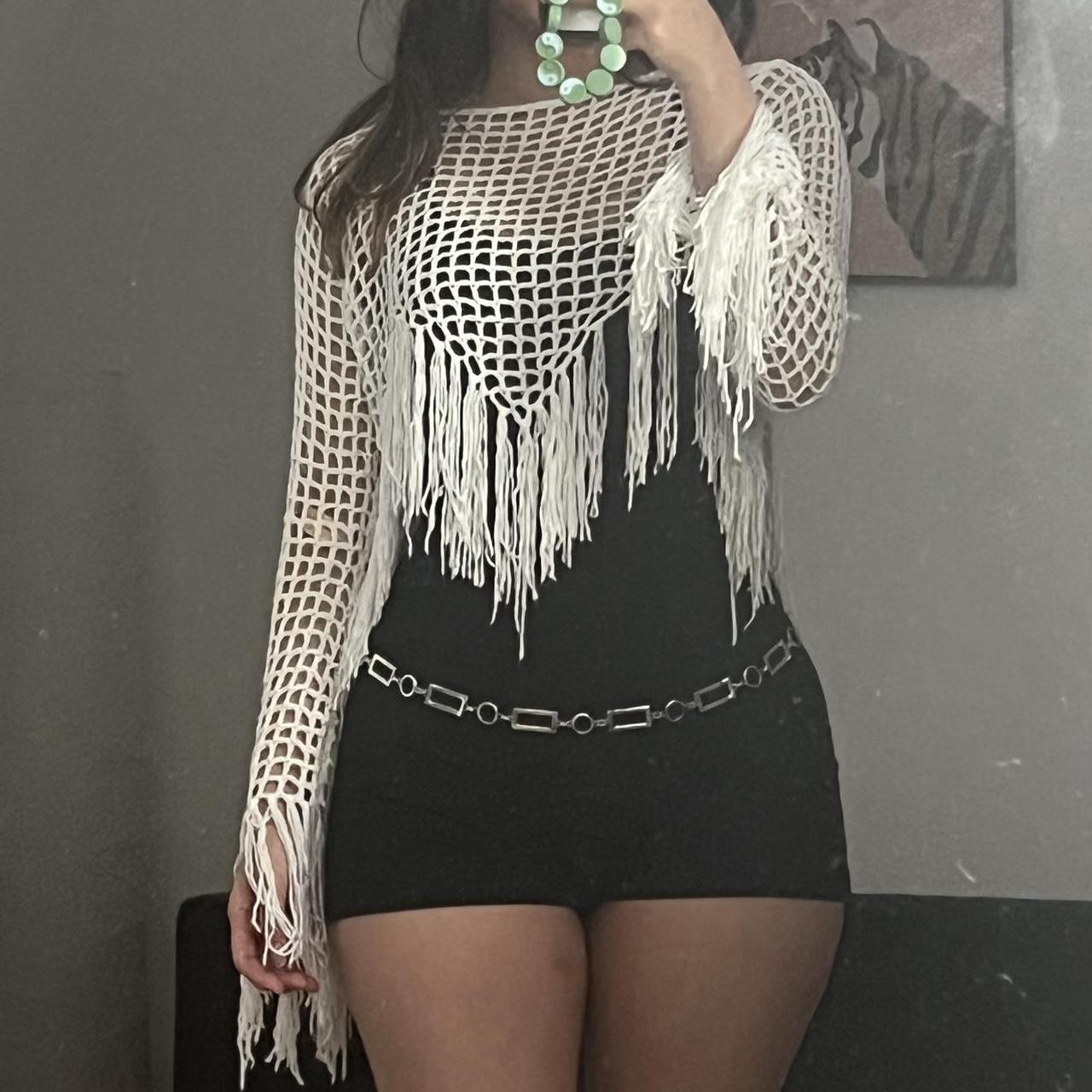 WHITE NET FESTIVAL SWEATER No flaws or tags but... - Depop
