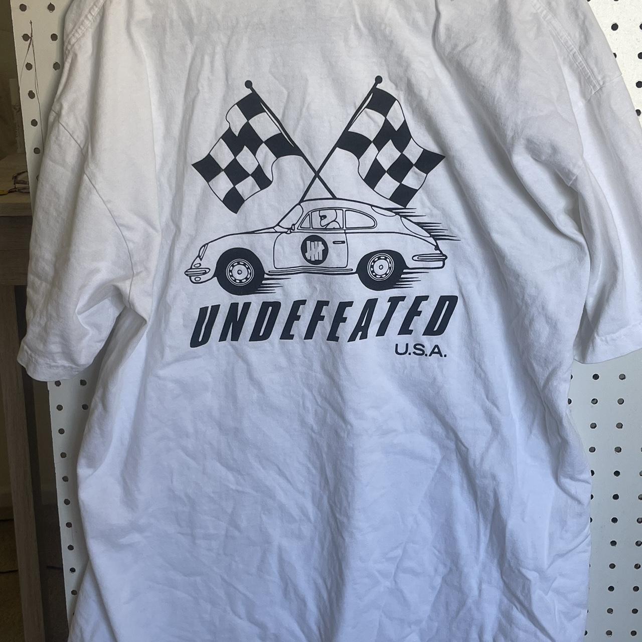 Undefeated white race car graphic t-shirt 🏎️ 🏁 Size... - Depop