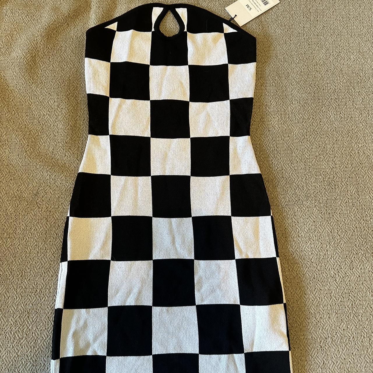 Black and white checkered dress - Depop