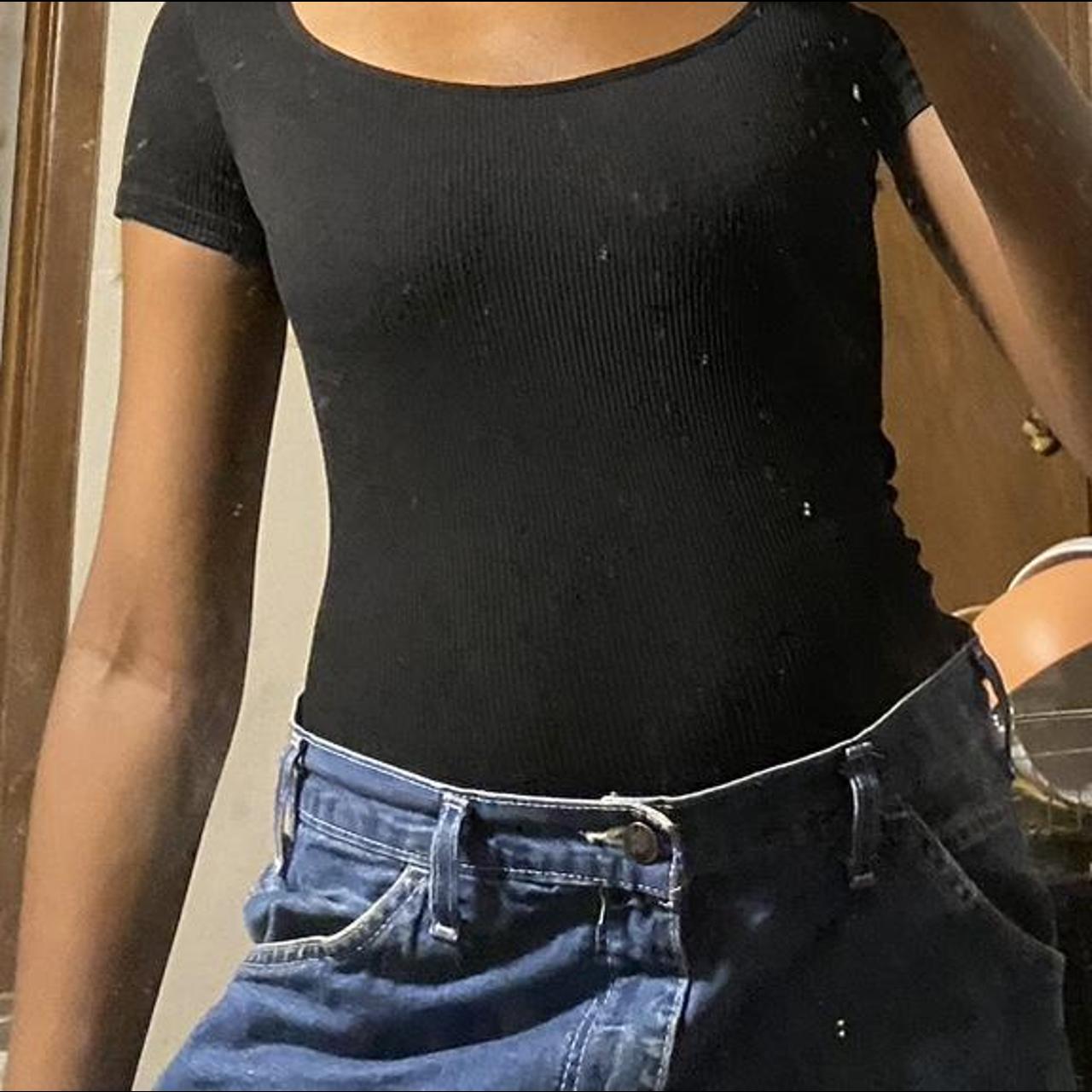 BLACK RIBBED BODY SUIT, BRAND IS BDG URBAN... - Depop