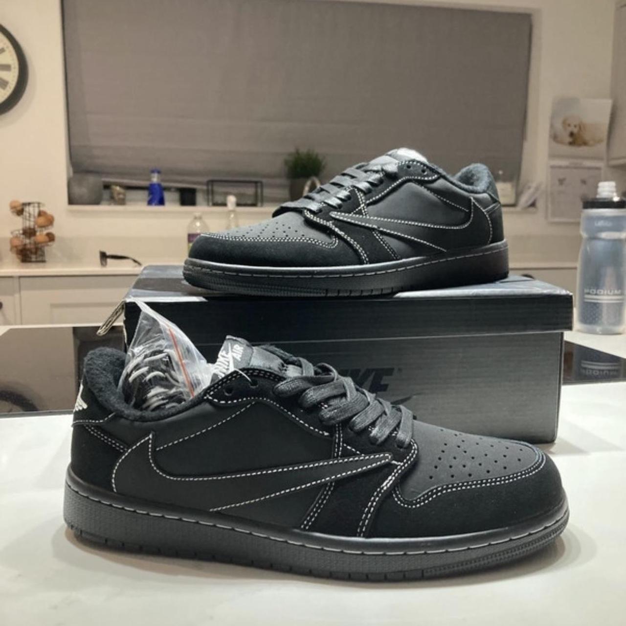 Black and white Travis Scott Dunk Low trainers... - Depop