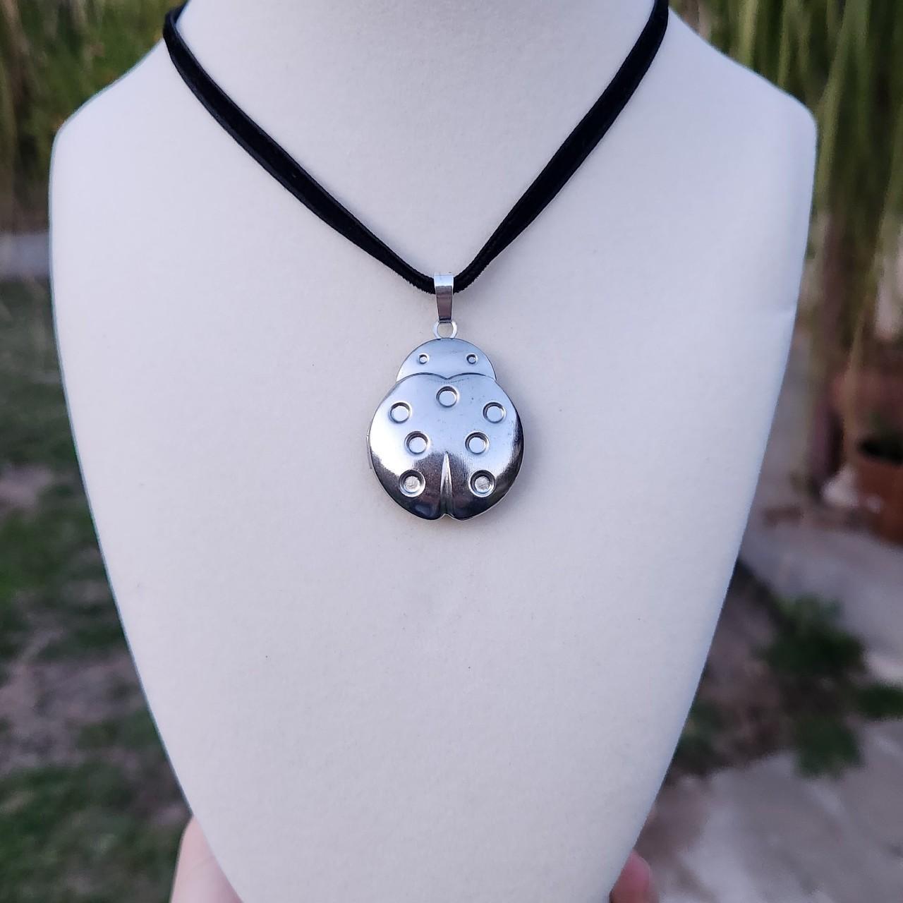 Stainless Steel Ladybug locket necklace with black... | Depop