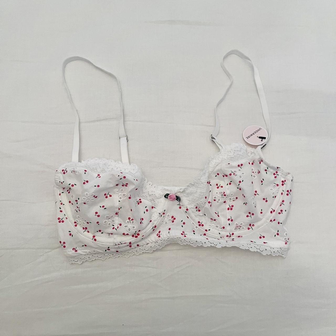 Adorable cherry bra 🍒 Underwire no padding Small... - Depop