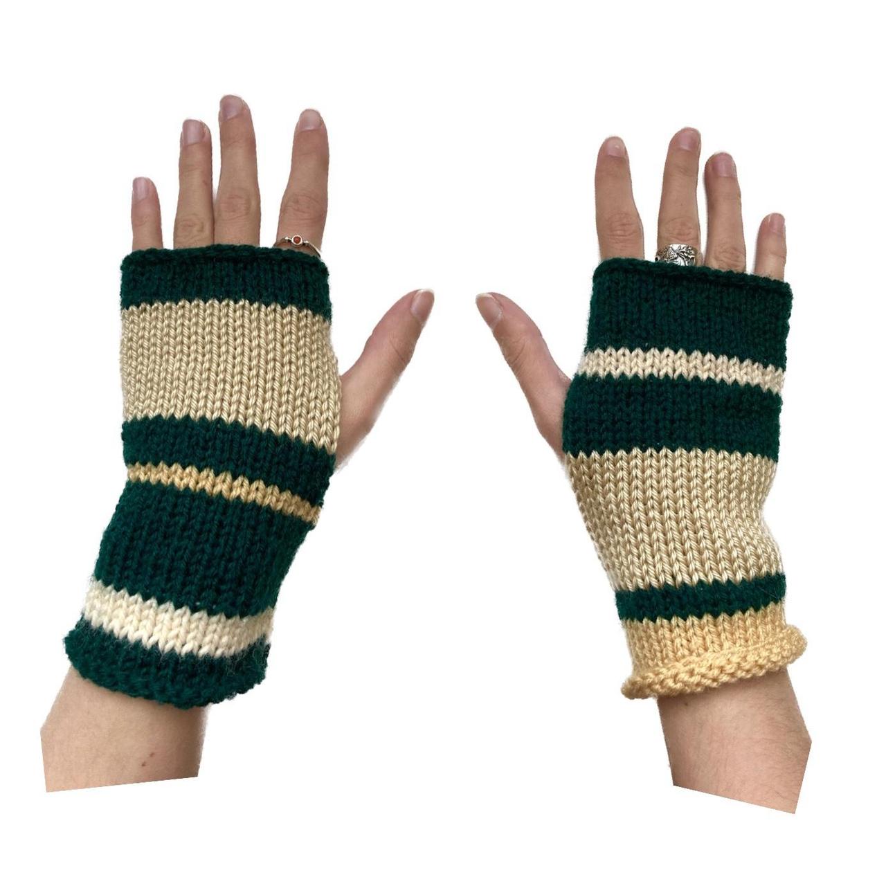 striped wrist warmers/fingerless gloves handmade by... - Depop