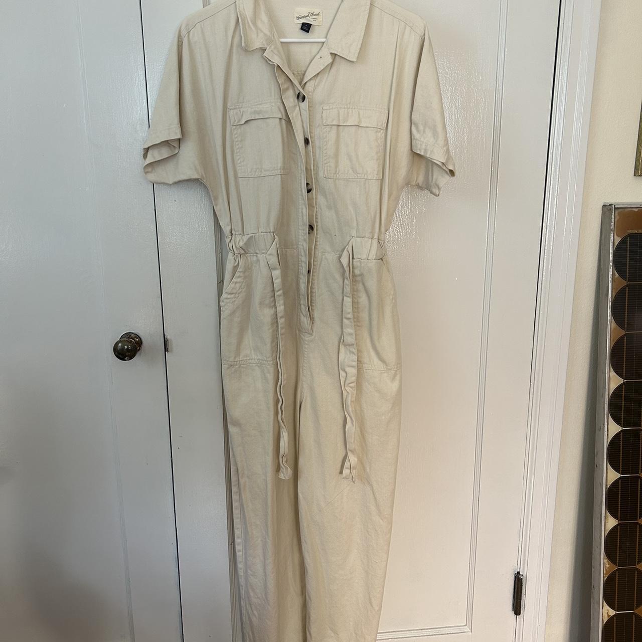 Cream Jumpsuit. Worn once. Size 4. - Depop