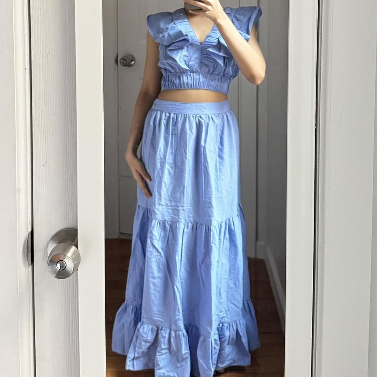 Very high quality blue summer top and skirt set... - Depop