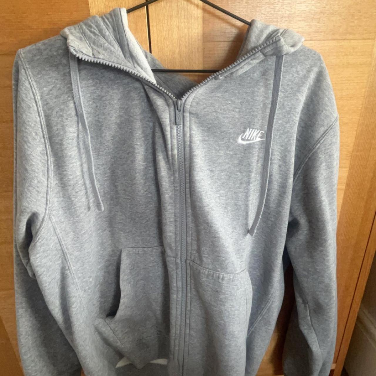 Grey Nike Zip up hoodie Size small but oversized... - Depop