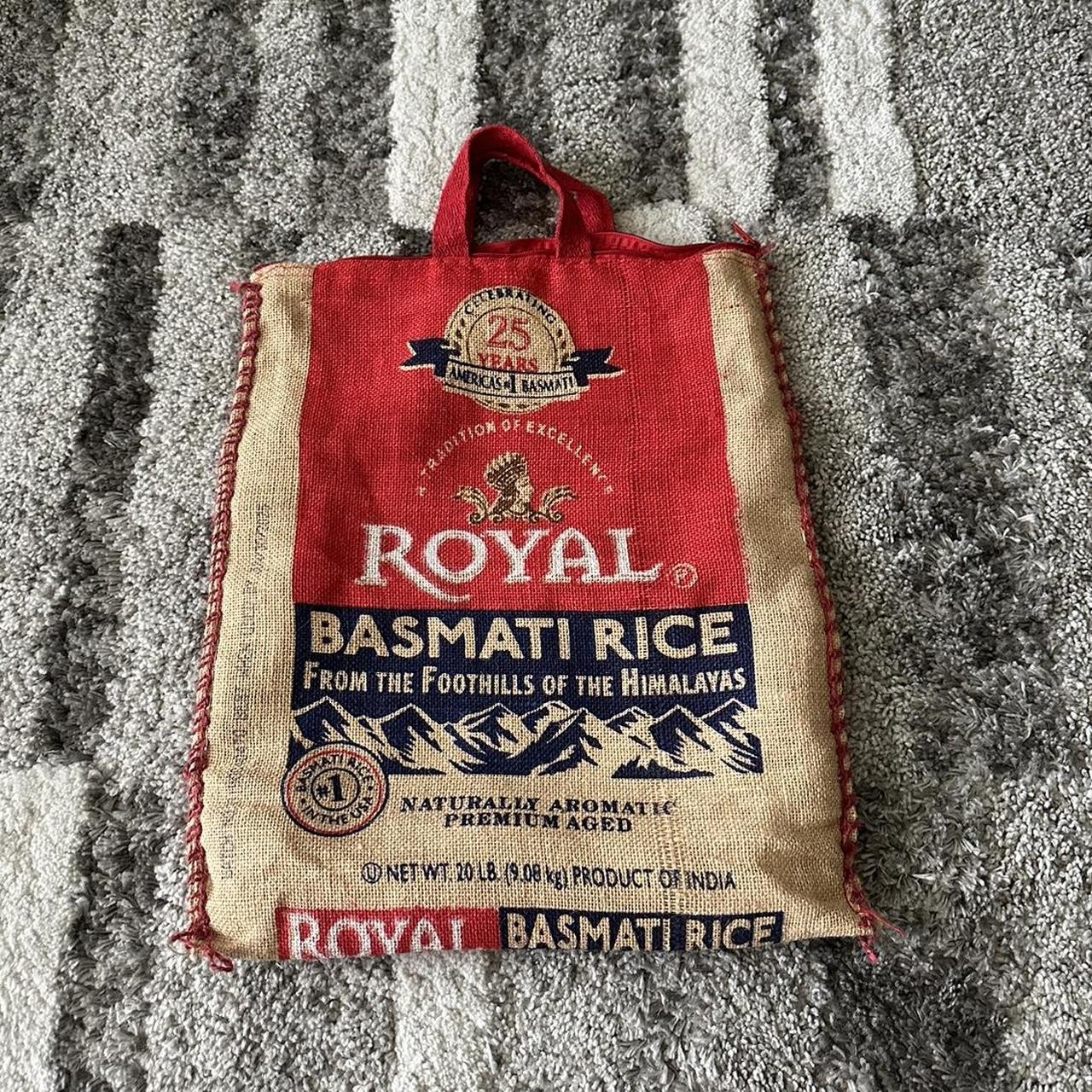Vintage tote bag made from a burlap rice bag.... - Depop