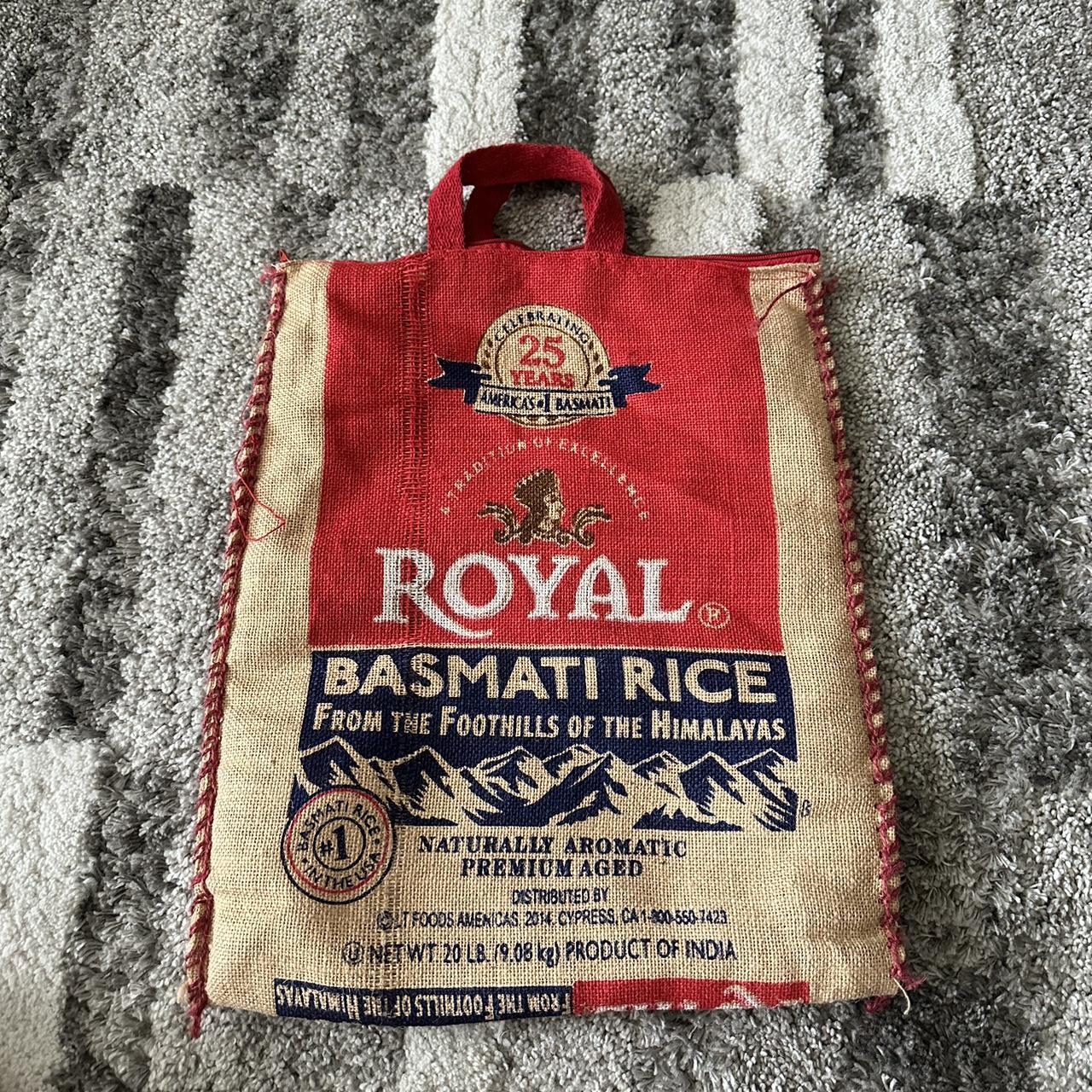 Vintage tote bag made from a burlap rice bag.... - Depop