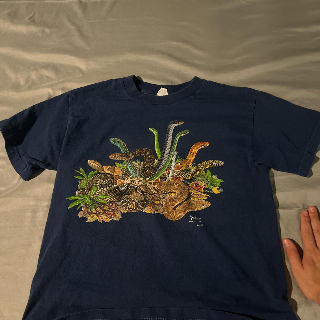 really cool Navy and green snake shirt #snake - Depop