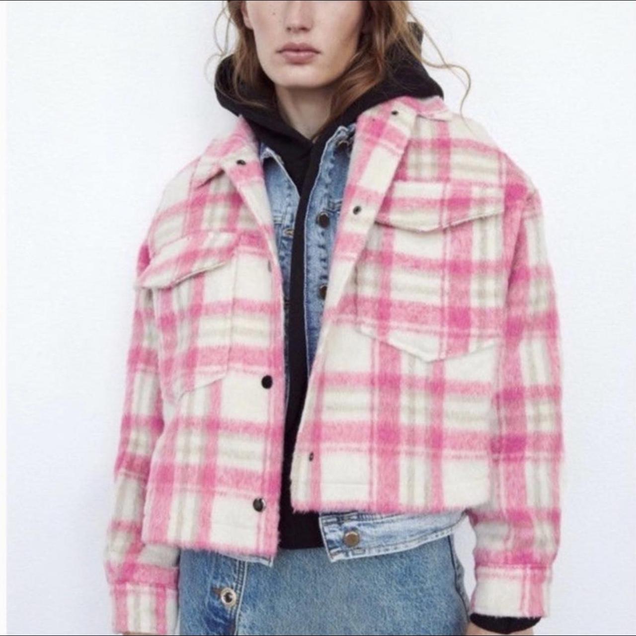 Zara Pink Cropped Shacket size XS Never worn. Like new - Depop