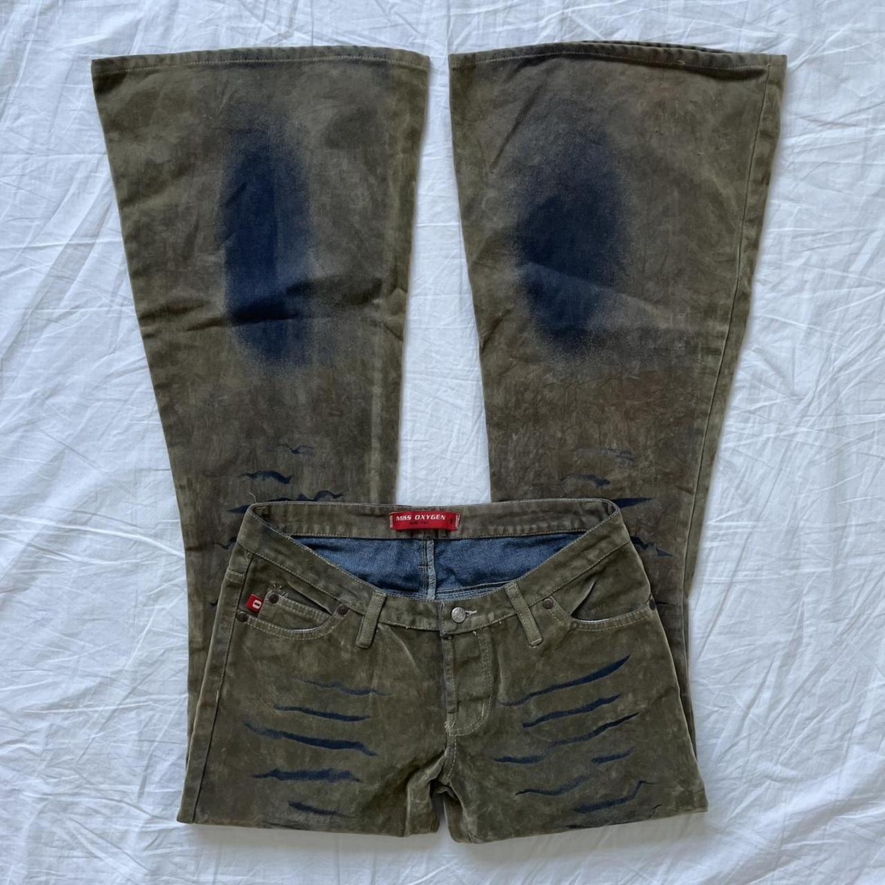 insane miss oxygen flared pants! suede kinda... - Depop