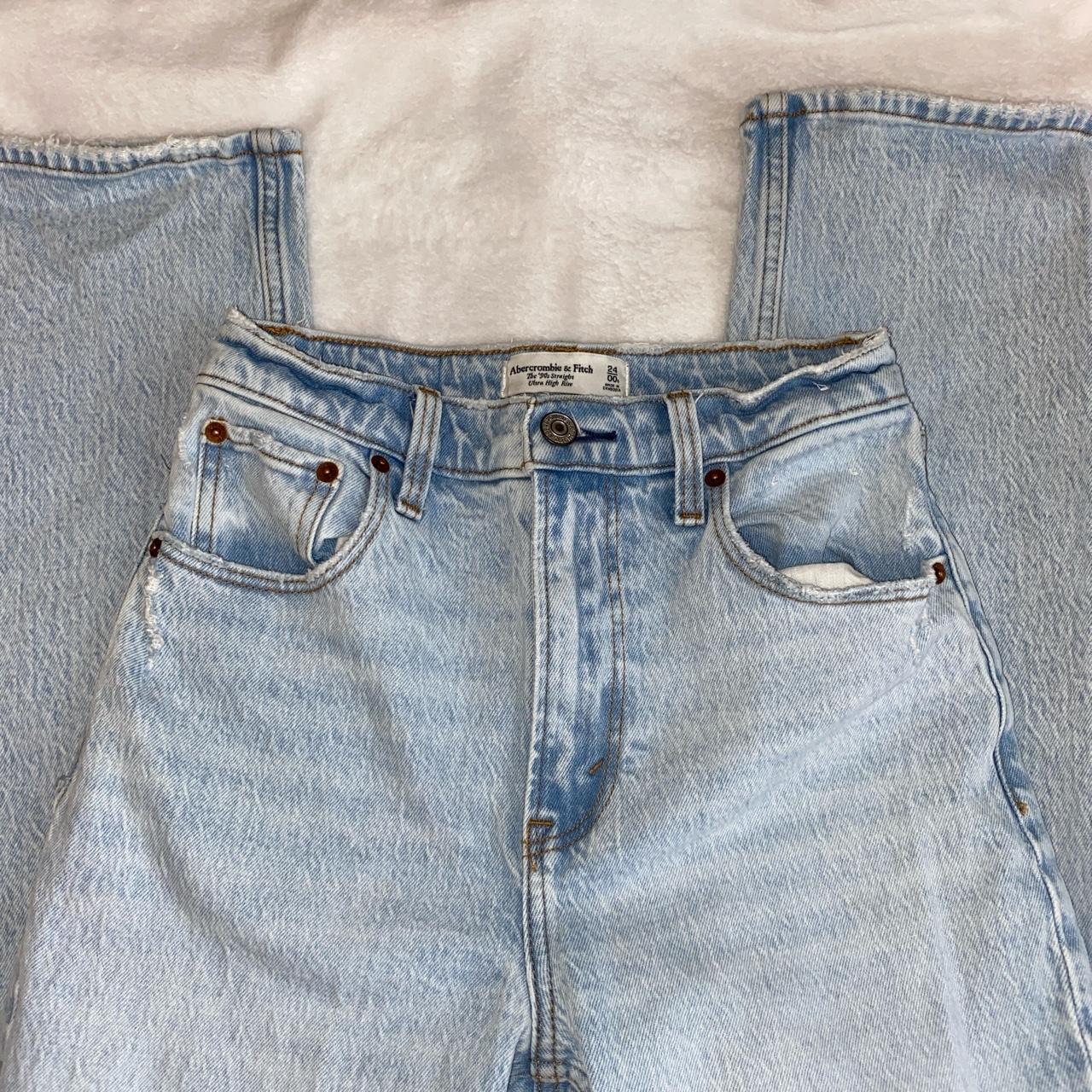 Abercrombie 90s straight ultra high rise jeans. Worn... - Depop