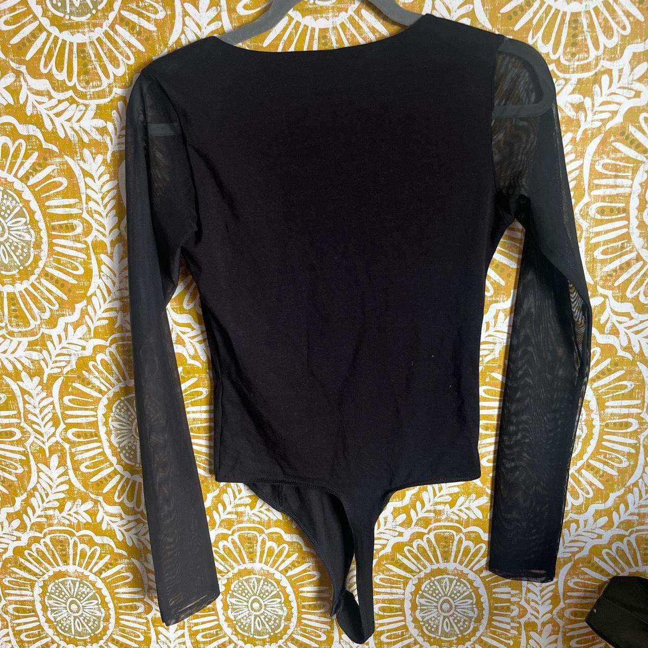 ASOS tall mesh long sleeve black bodysuit... - Depop