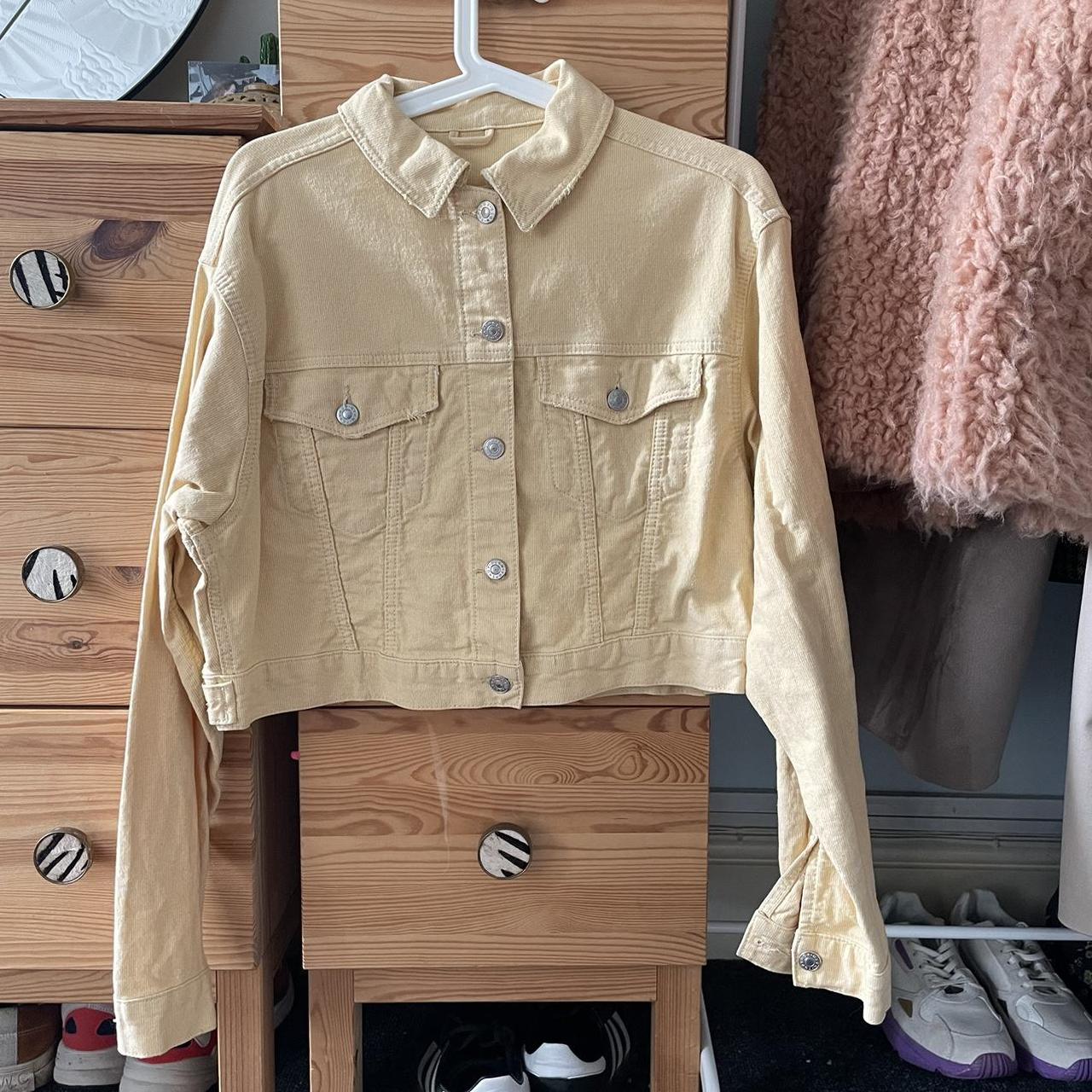 Crop style yellow denim jacket from Topshop barely... - Depop