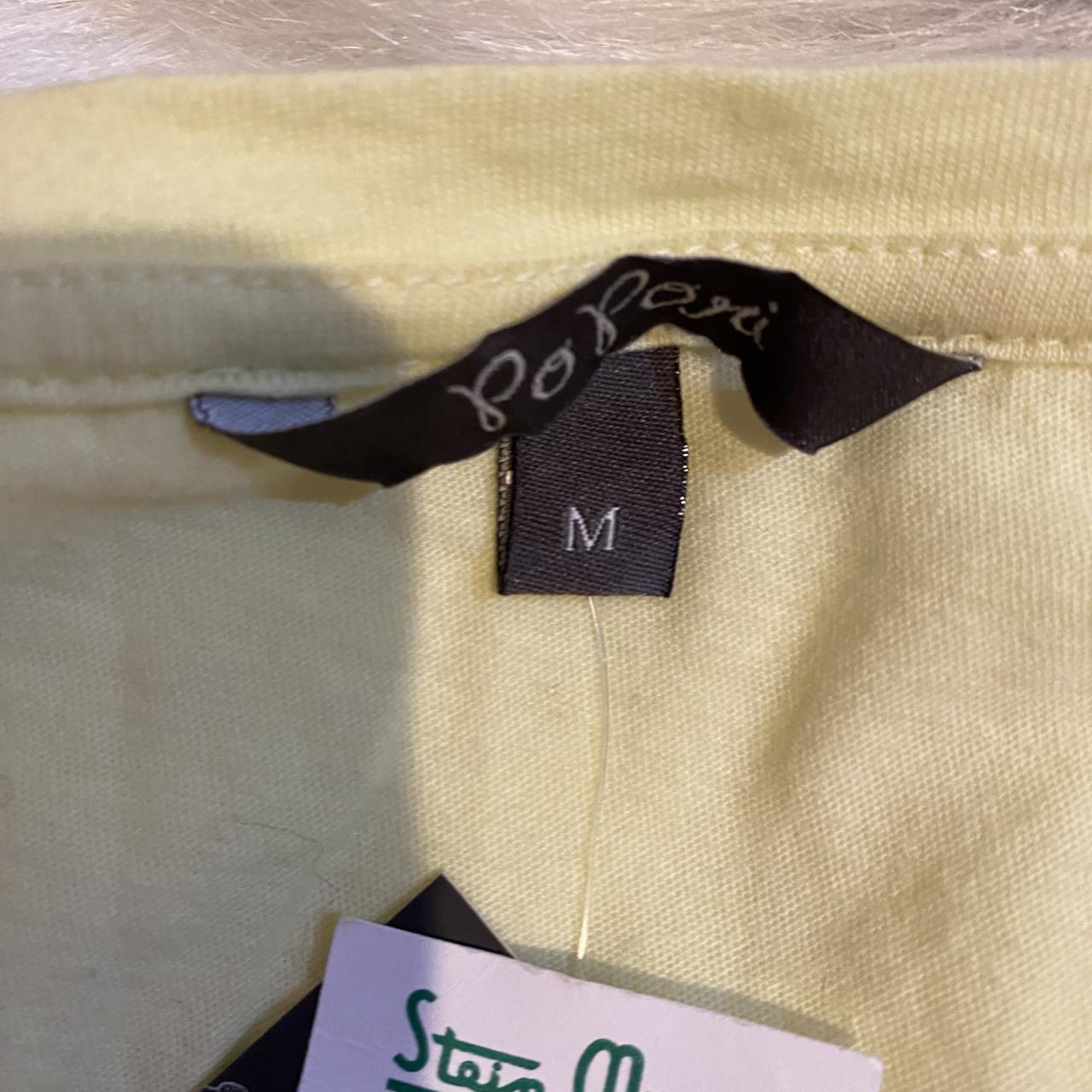 PO PORI -- Yellow Cotton T-Shirt with Embroidered... | Depop