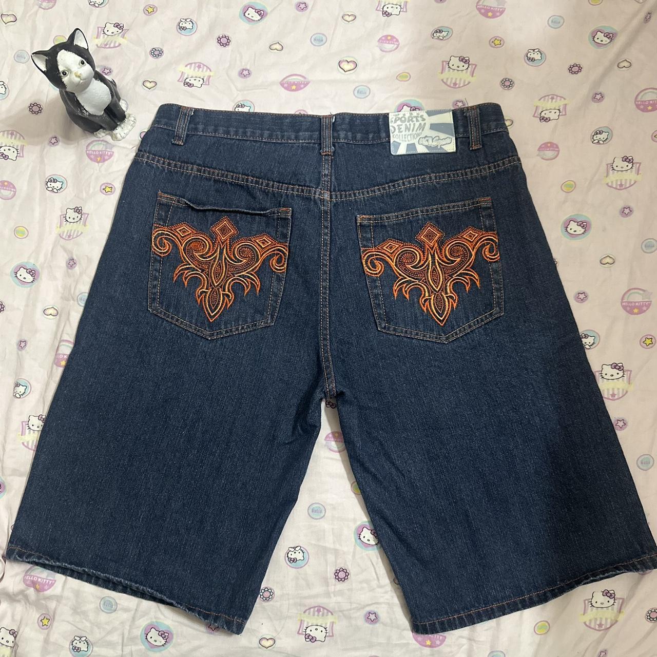 U.T. Sports Denim Jorts SIZE 40 *embroidered designs* - Depop