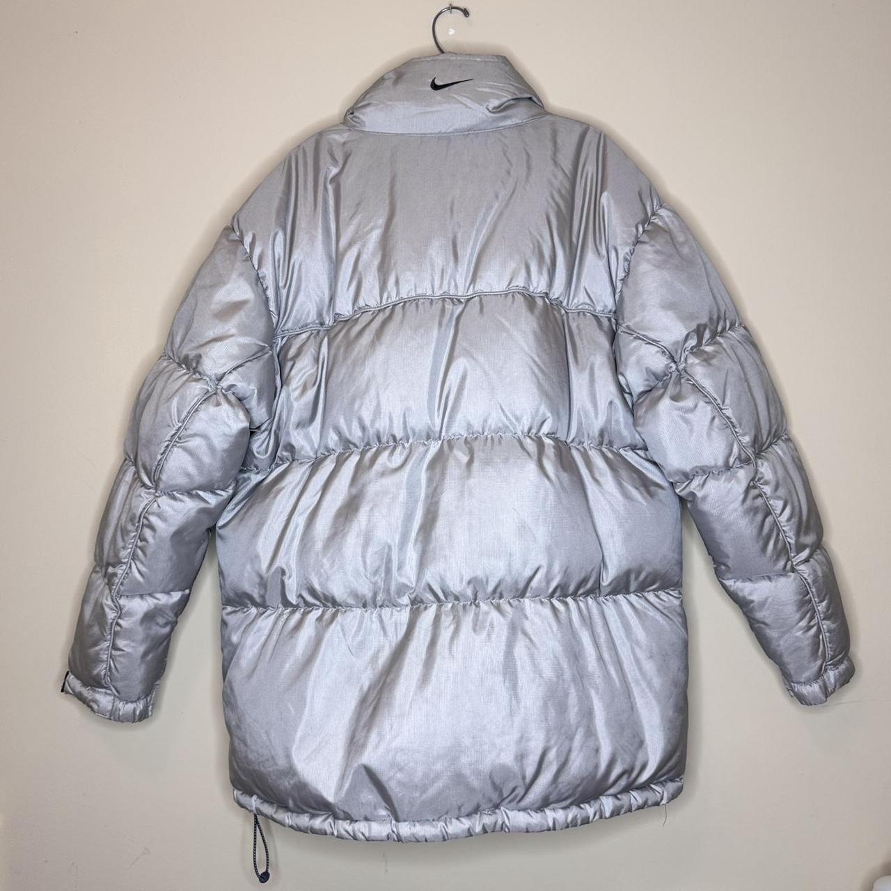 Nike silver puffer jacket jacket #vintage... | Depop