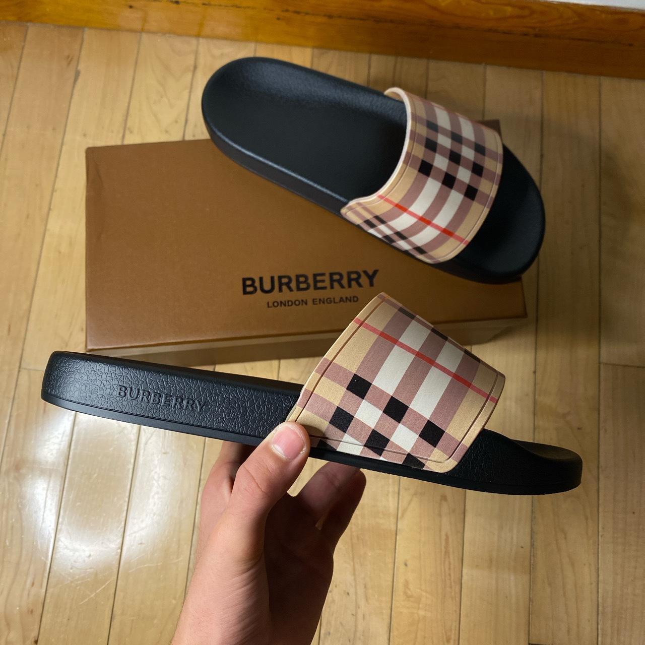 Burberry Slides Mens Size 8 Comes with box never... - Depop