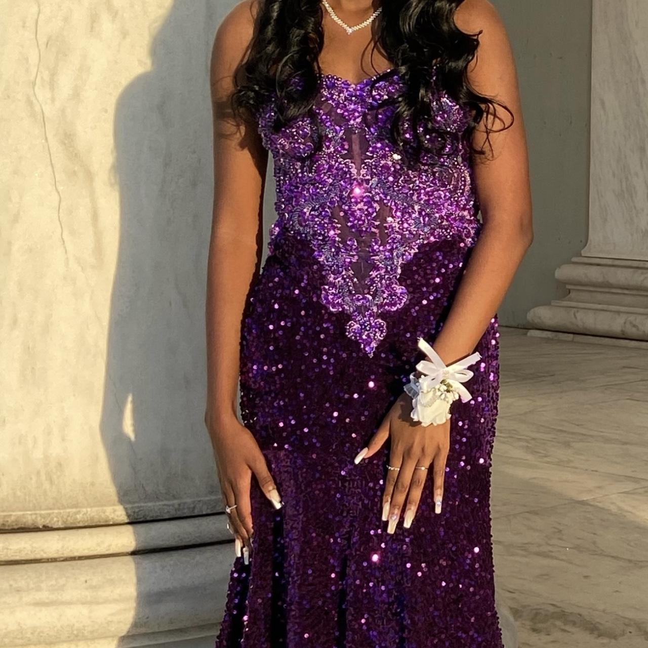 Purple dress from Prom lily size 6/8 altered around... - Depop