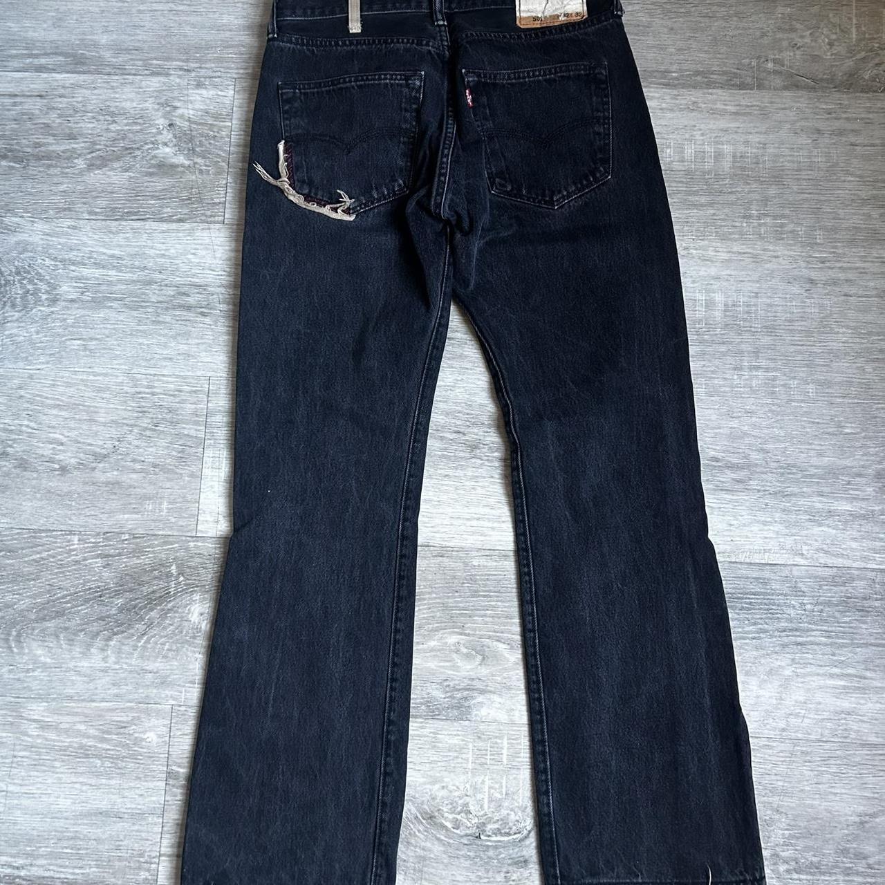 Custom vintage Levi's 501 jeans in black with custom... | Depop