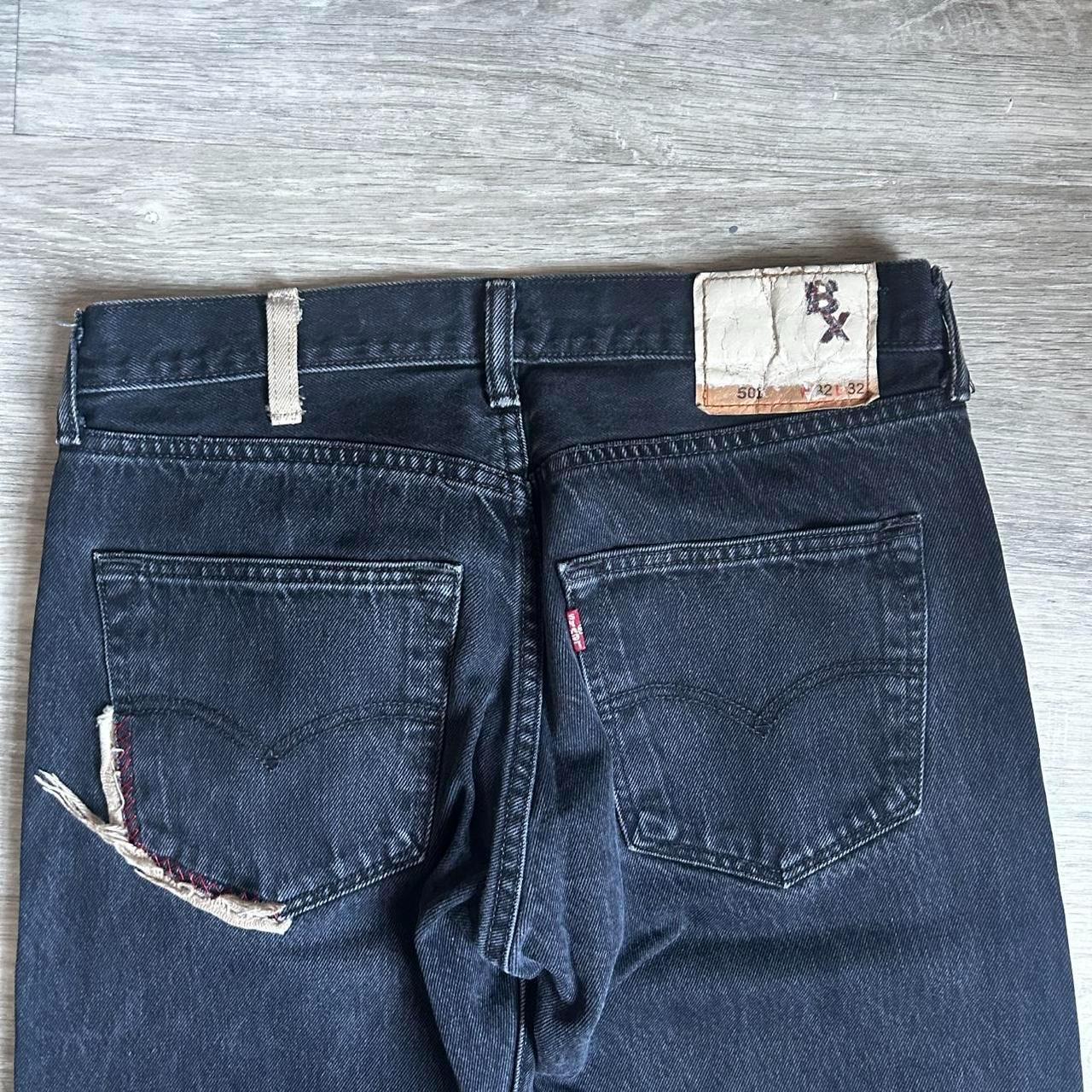 Custom vintage Levi's 501 jeans in black with custom... | Depop