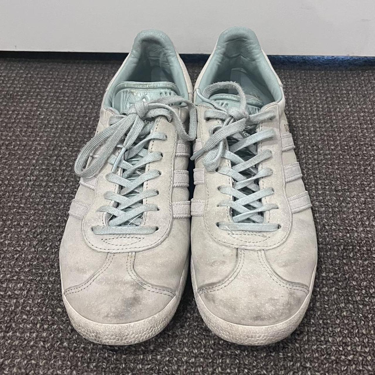 Adidas Gazelles Light grey blue and white Women’s... - Depop