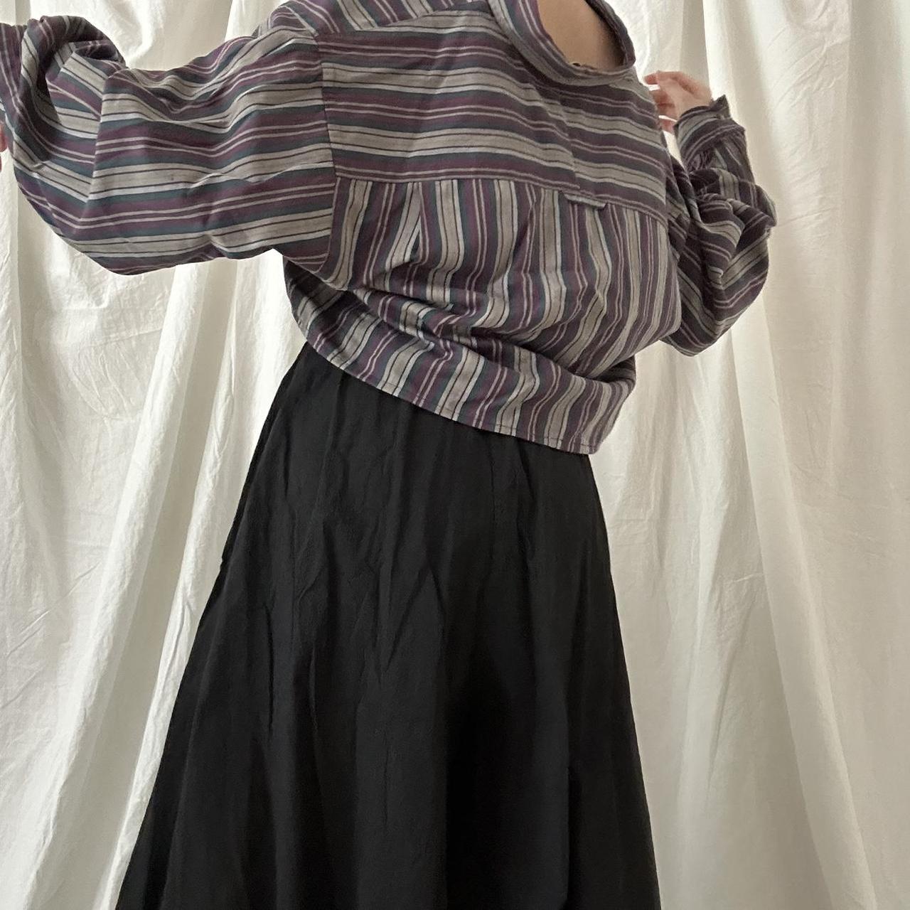 Vintage purple, grey, teal striped long sleeve... - Depop