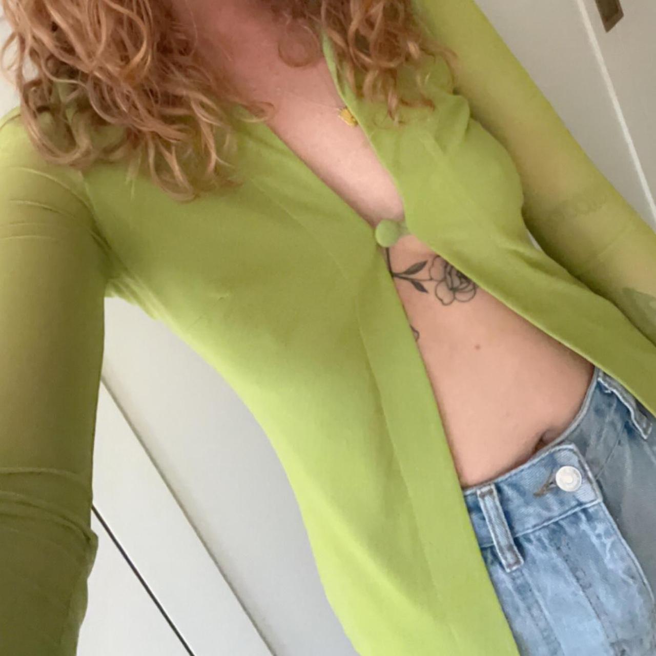 Size 6/XS jagger and stone top, mesh sleeves and back - Depop